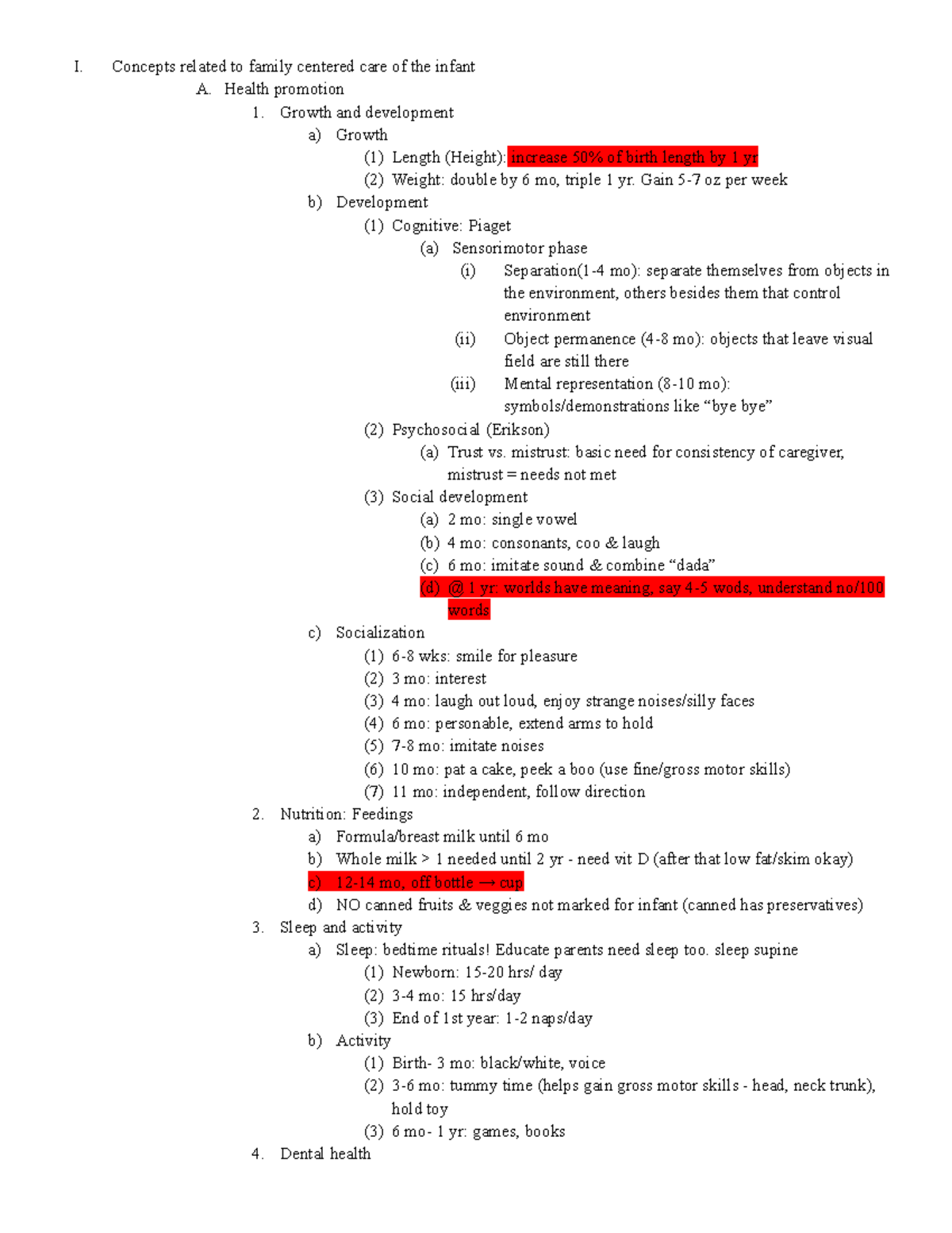 Peds Exam III Study Guide - I. Concepts related to family centered care ...