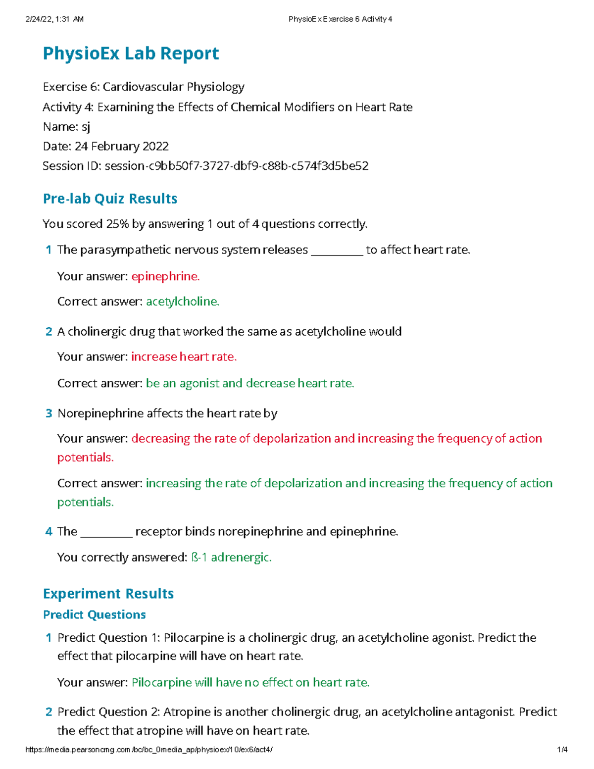 Physio Ex Exercise 6 Activity 4 - PhysioEx Lab Report Exercise 6 ...