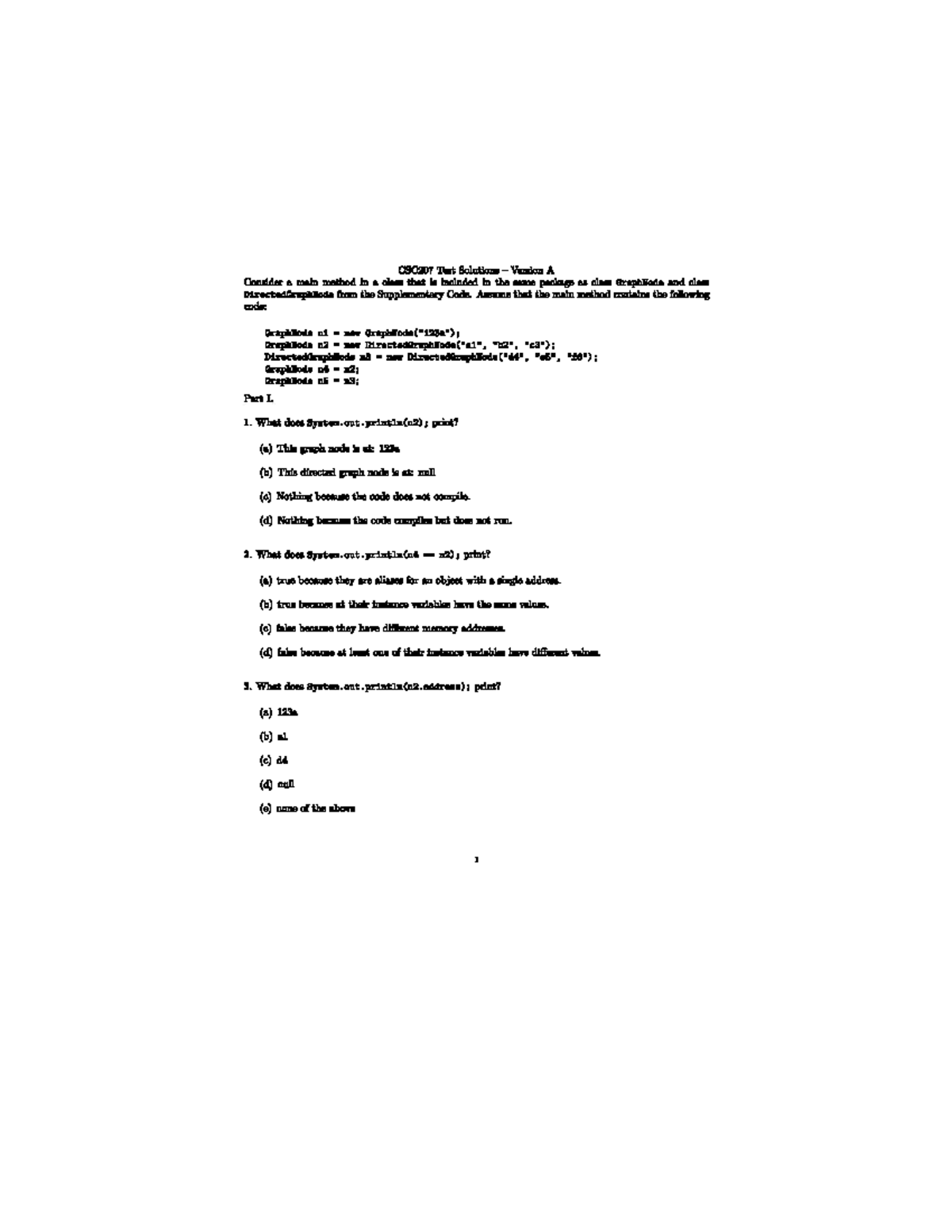 CSC207 Test Solutions – Version A 2018 - Csc207H1 - Studocu