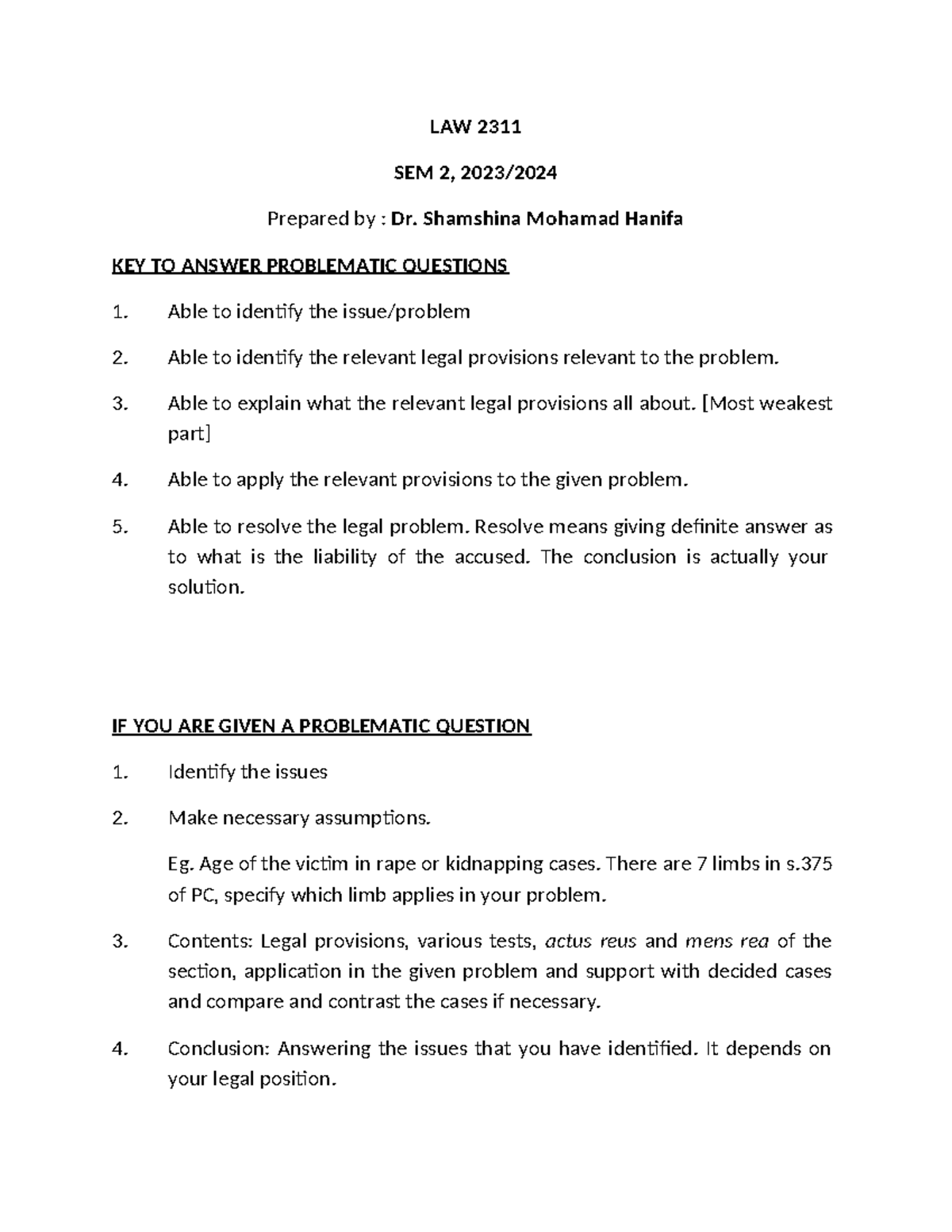 HOW TO PASS LAW 2311 - hwo to pass law tips - LAW 2311 SEM 2, 2023 ...