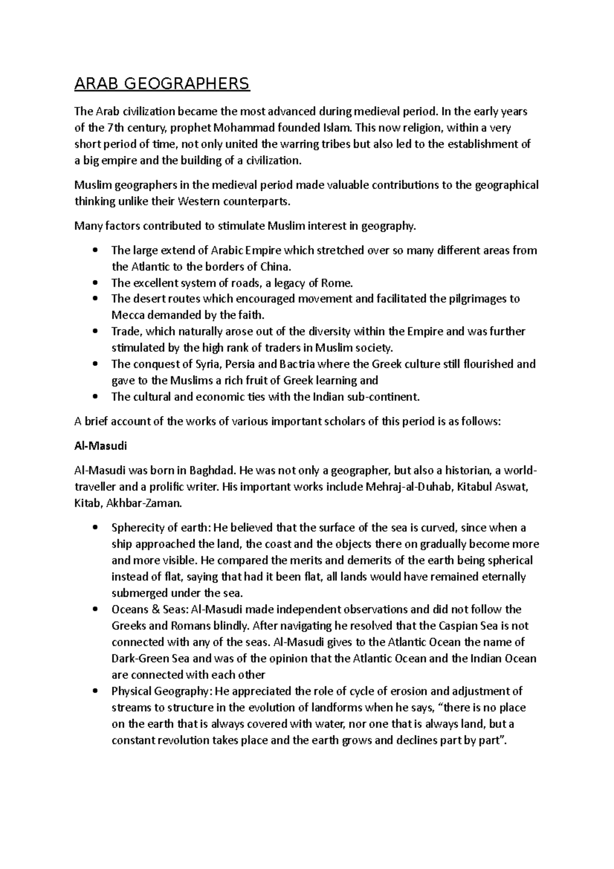 ARAB Geographers - evolution of geographical thought - ARAB GEOGRAPHERS ...