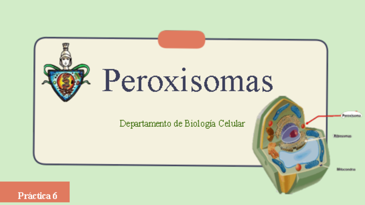 Práctica 5 Peroxisomas - Peroxisomas Departamento de Biología Celular ...