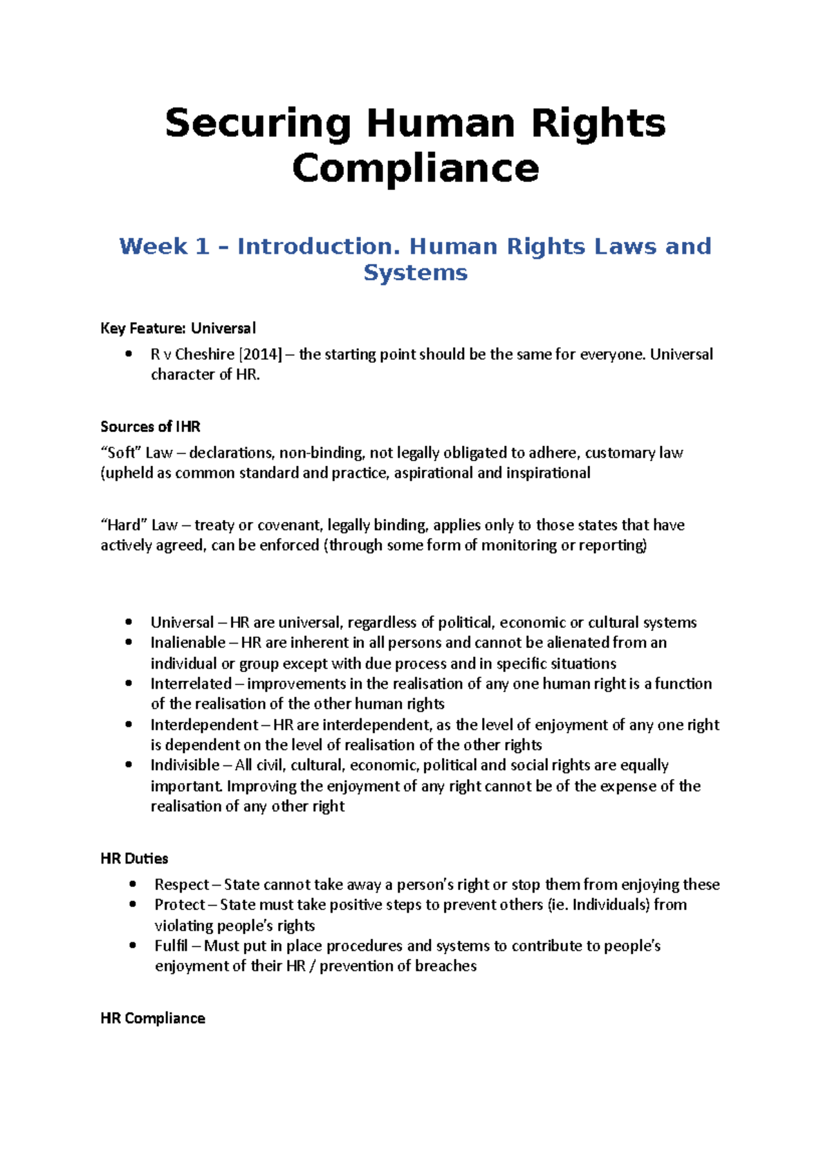 Human Rights Compliance - Securing Human Rights Compliance Week 1 ...