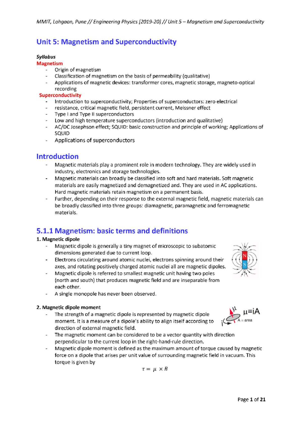 PHY(UNIT-5)(NOTEs) - Physics notes - information technology - Studocu