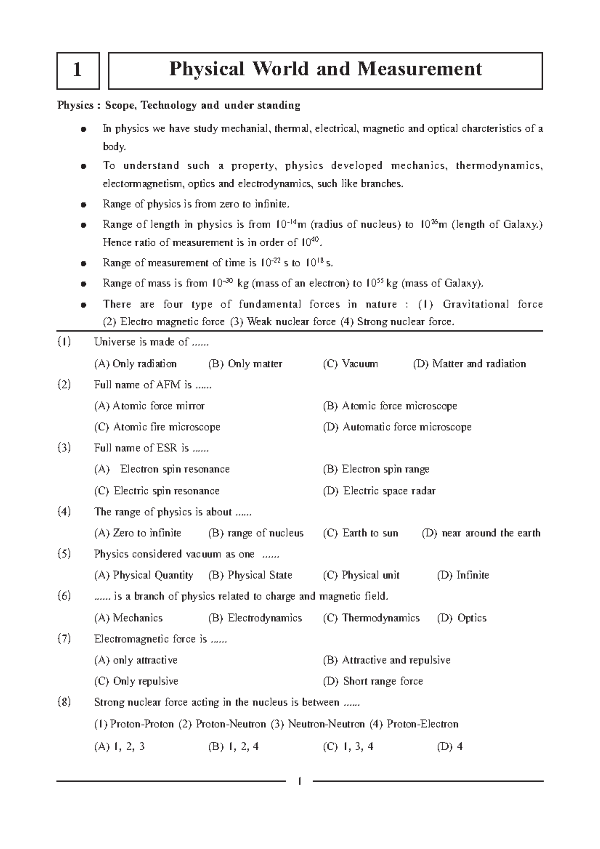 Physical world and measurements - I hysi s2X2 opeD2 e hnology2 nd 2 ...
