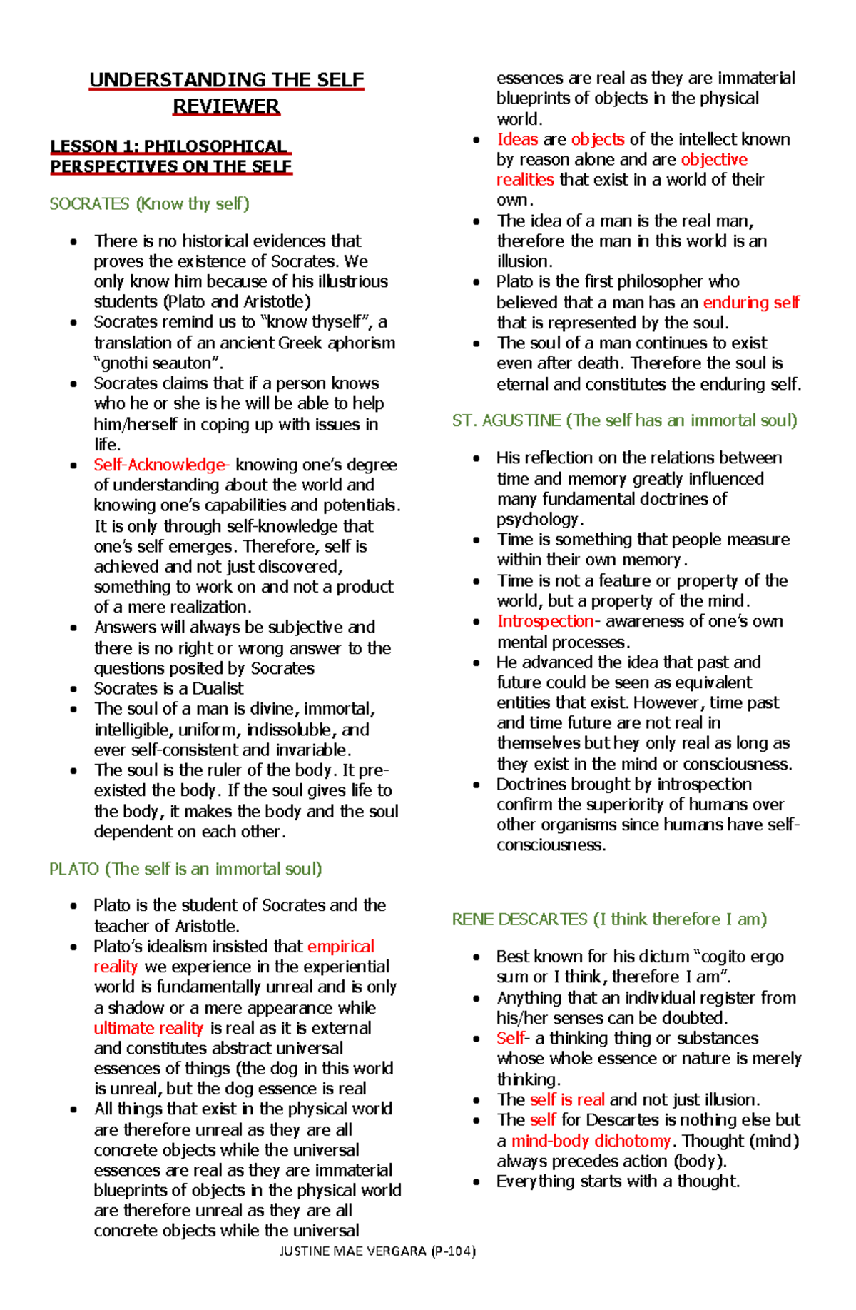478667166 Understanding THE SELF Reviewer Midterms docx - UNDERSTANDING ...