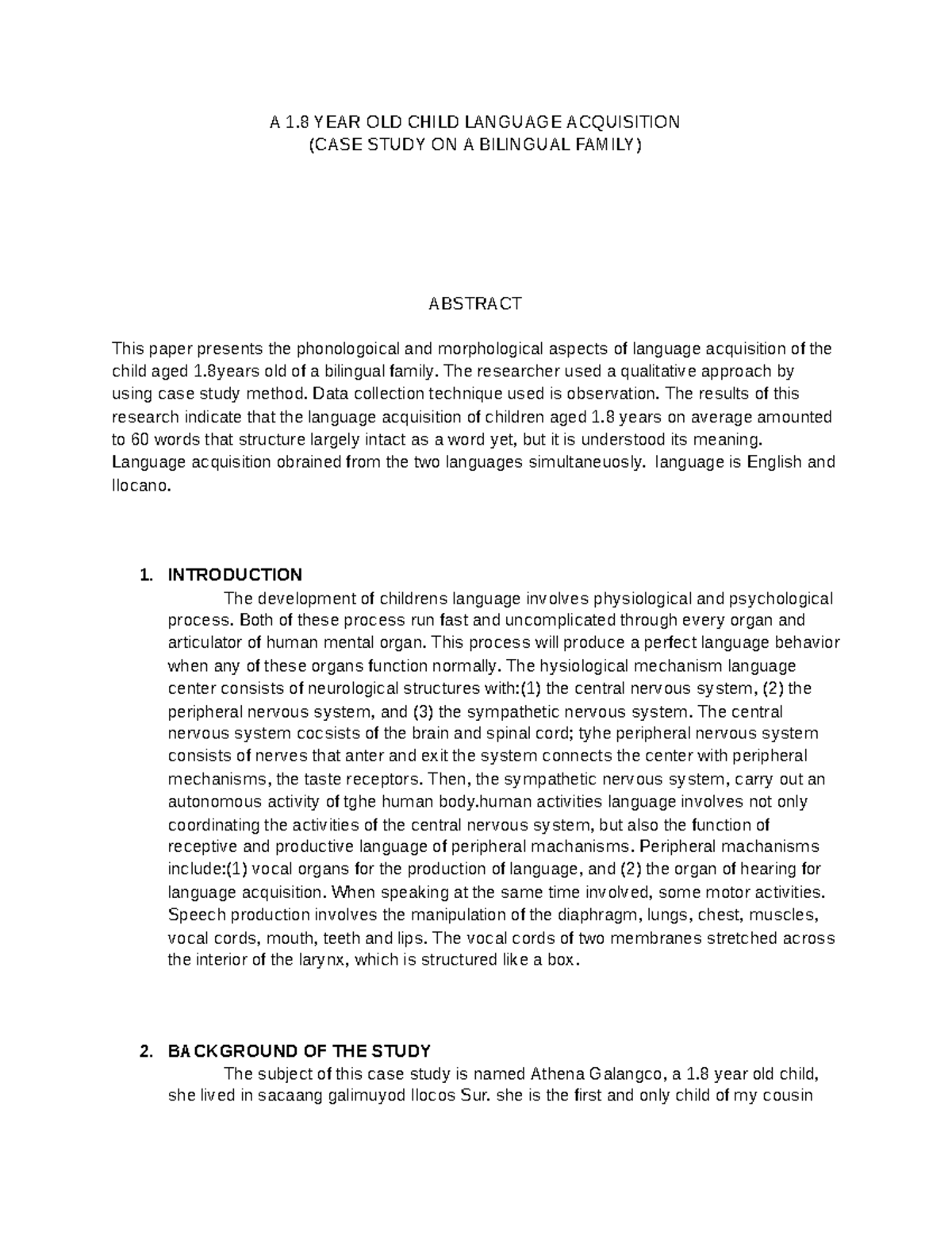 Case study- Google Drive - A 1 YEAR OLD CHILD LANGUAGE ACQUISITION ...