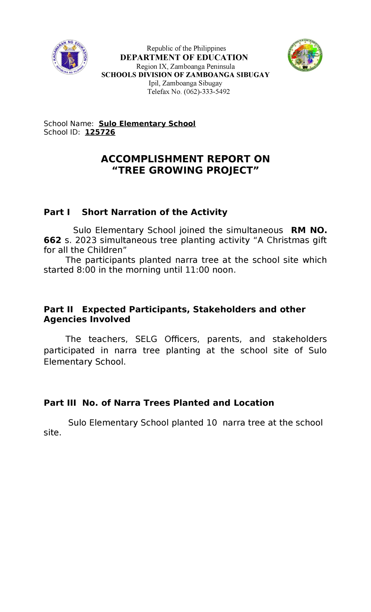 Tree-planting - useful - Republic of the Philippines DEPARTMENT OF ...