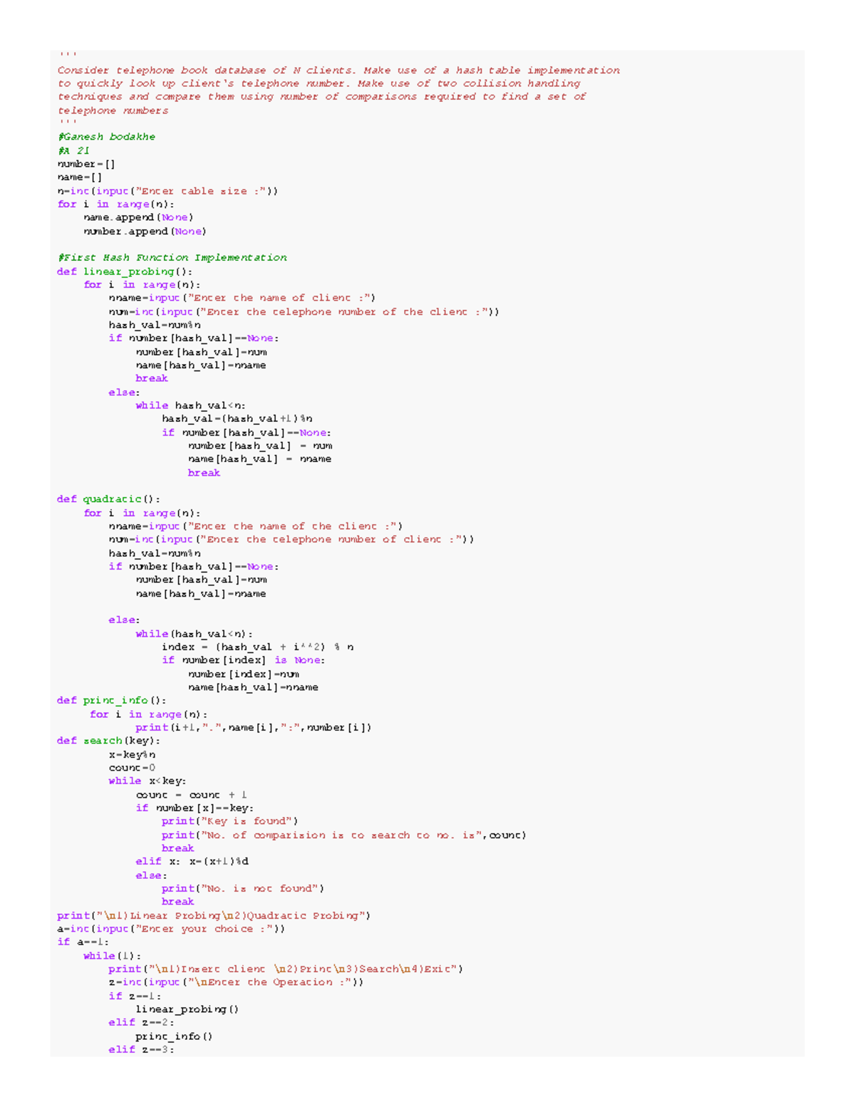 A21 DSA ASMT-1 - A21 DSA ASMT-1 - ''' Consider telephone book database ...