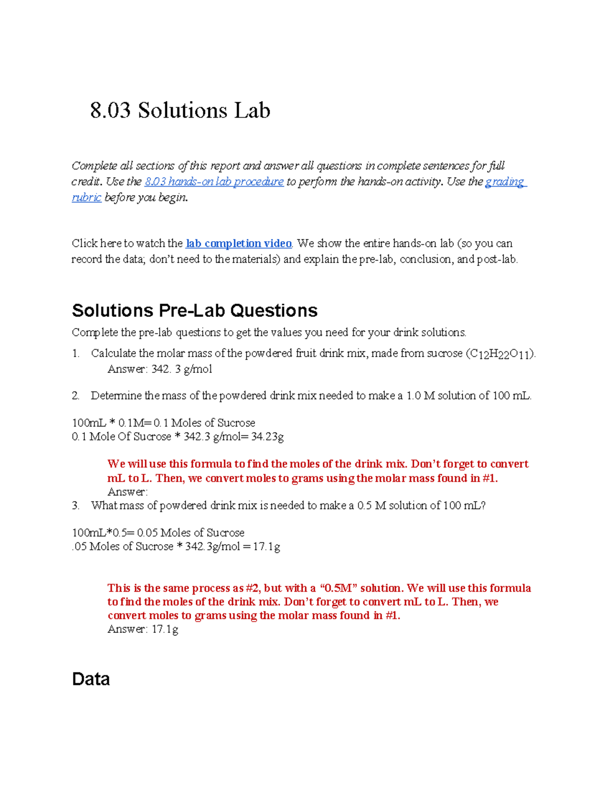 8.03 Lab Solutions - 8 Solutions Lab Complete all sections of this ...