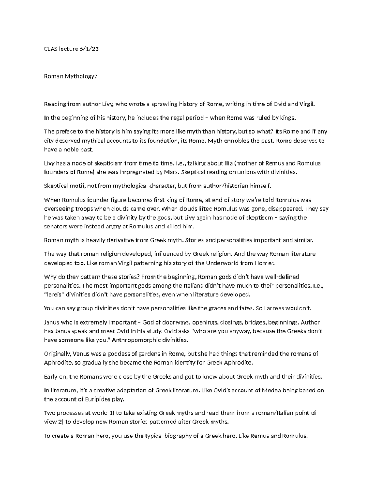 CLAS lecture 5 - In the beginning of his history, he includes the regal ...