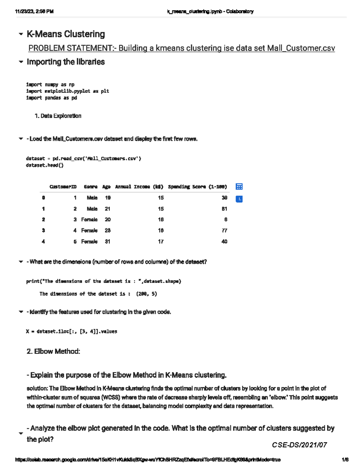 K meanspdf 231123 175233 - Computer Science and Engineering - Studocu