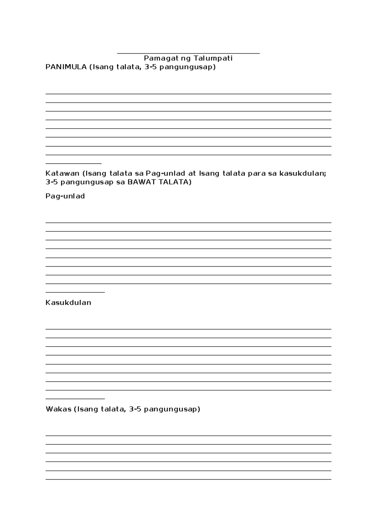 Pormat ng Talumpati - For Filipino, G12 SHS ...