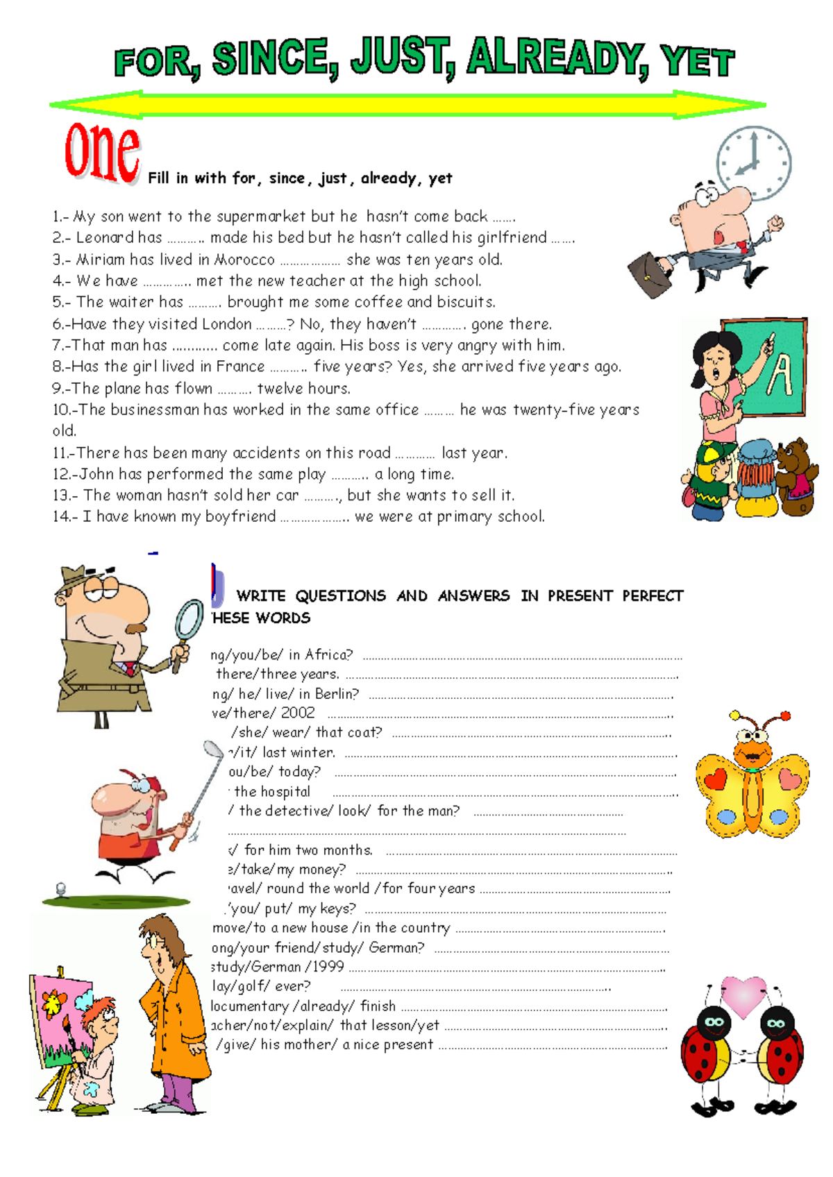 8- Present Perfect- Just-Yet-Already - WRITE QUESTIONS AND ANSWERS IN ...