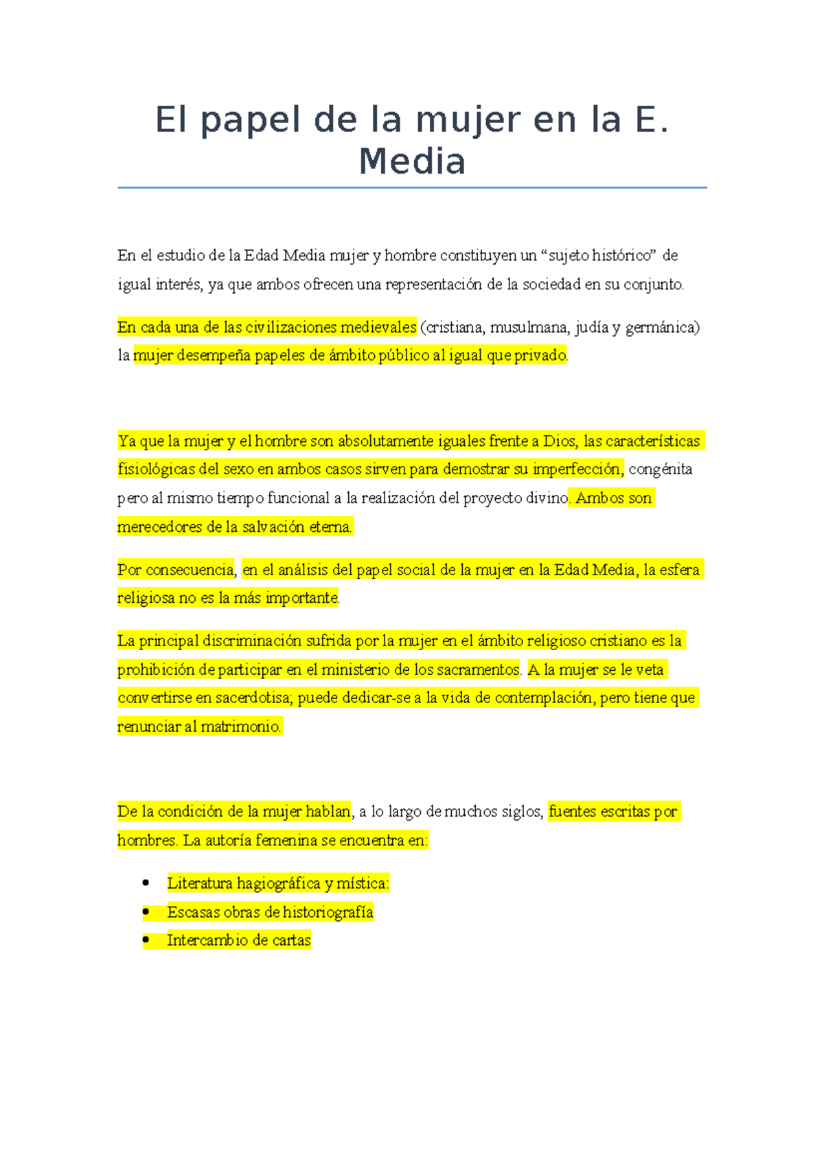 El papel de la mujer en la Edad Media ( Completo) - El papel de la ...