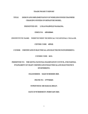 Trade Project Report 100 - TRADE PROJECT REPORT TITLE: DESIGN AND ...