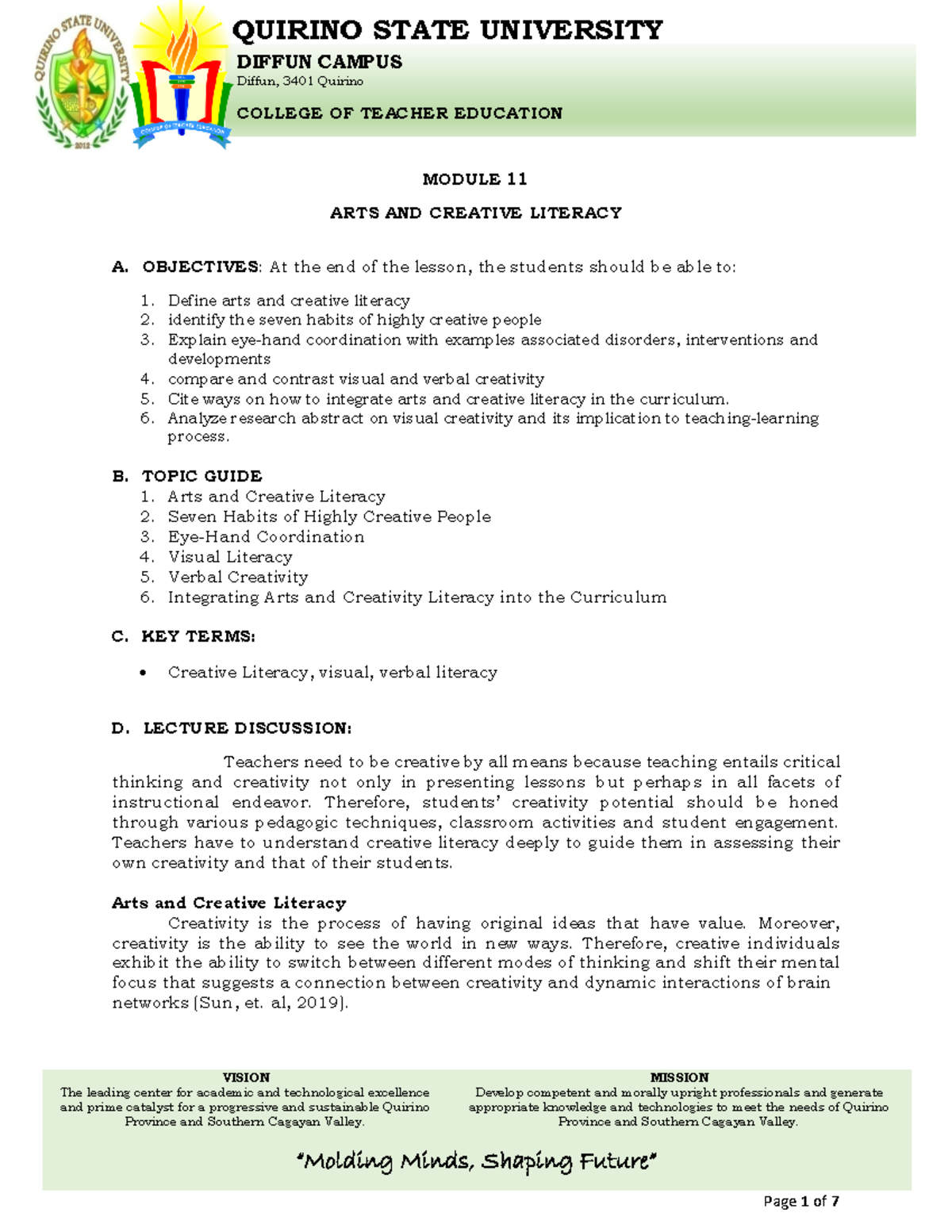 Module-11 - VISION The leading center for academic and technological ...