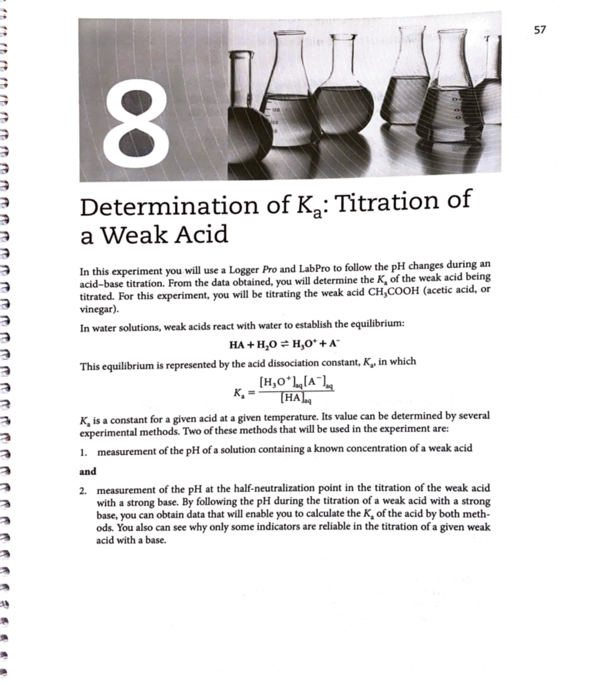 Determination of Ka Titration Lab Instructions - Determination of Ka ...
