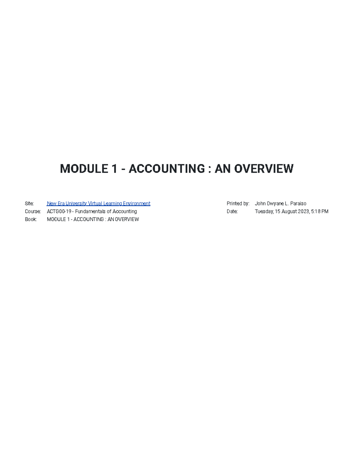 Module 1 - Accounting AN Overview - MODULE 1 - ACCOUNTING : AN OVERVIEW ...
