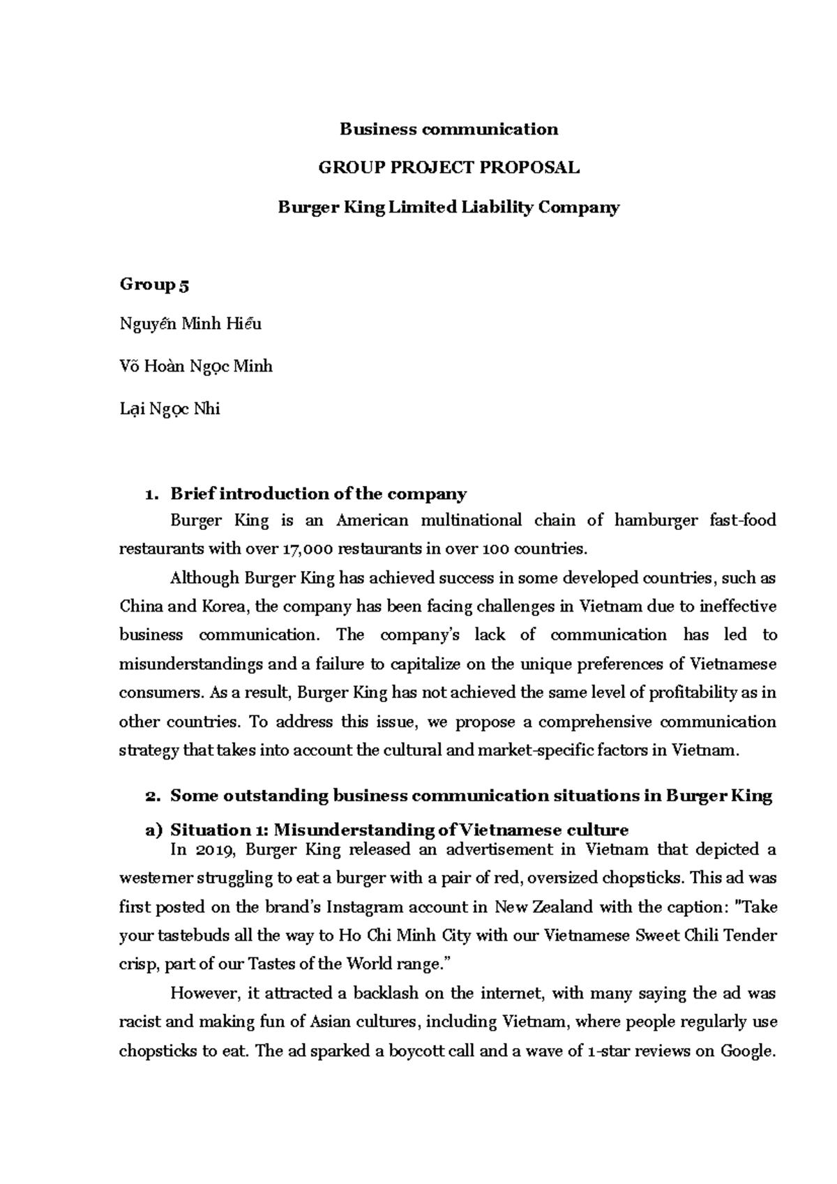 Group-4 Business-communication Proposal - Business communication GROUP ...