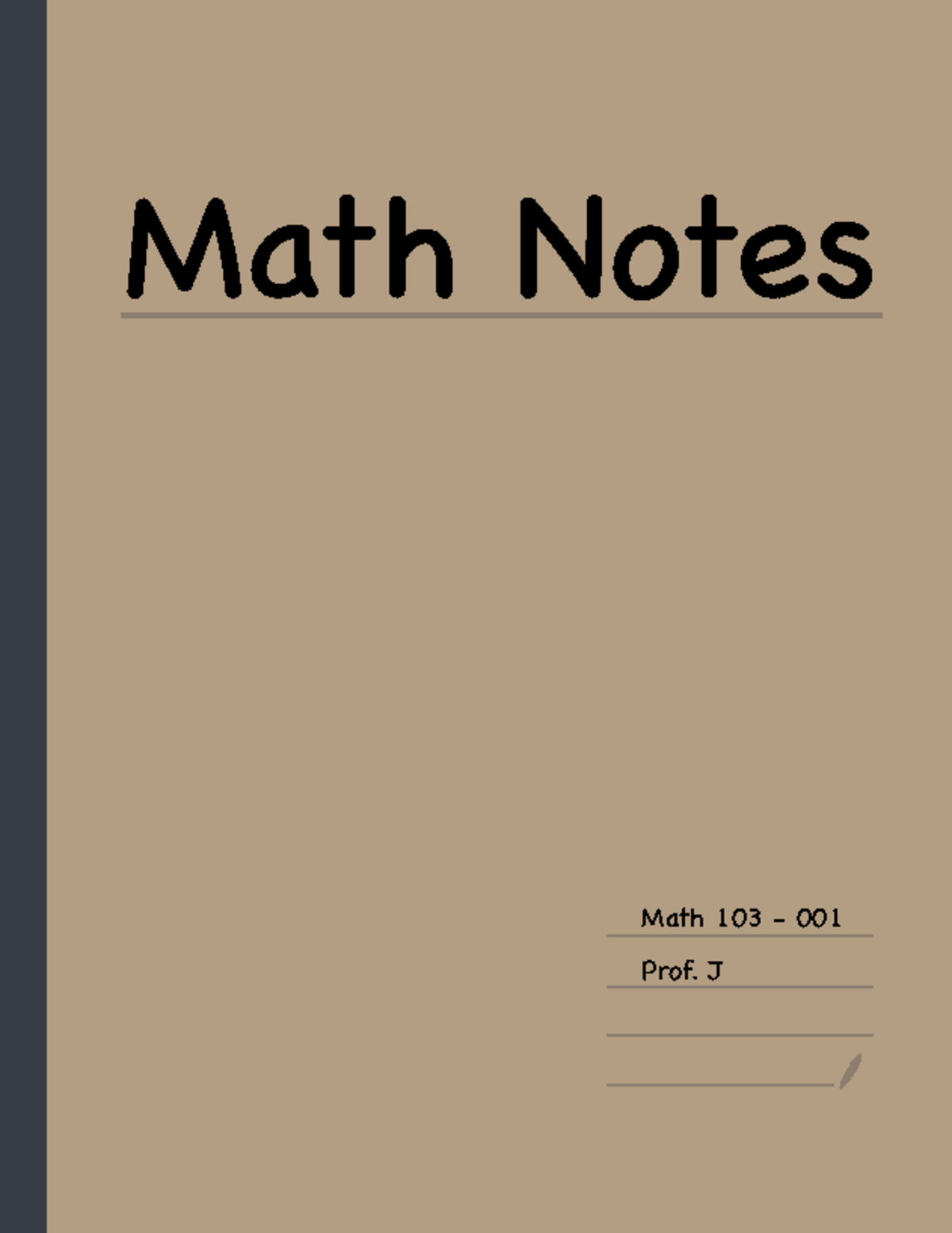 Lecture Notes Sample - Math Notes Math 103 - 001 Prof. J Lecture 9 ...