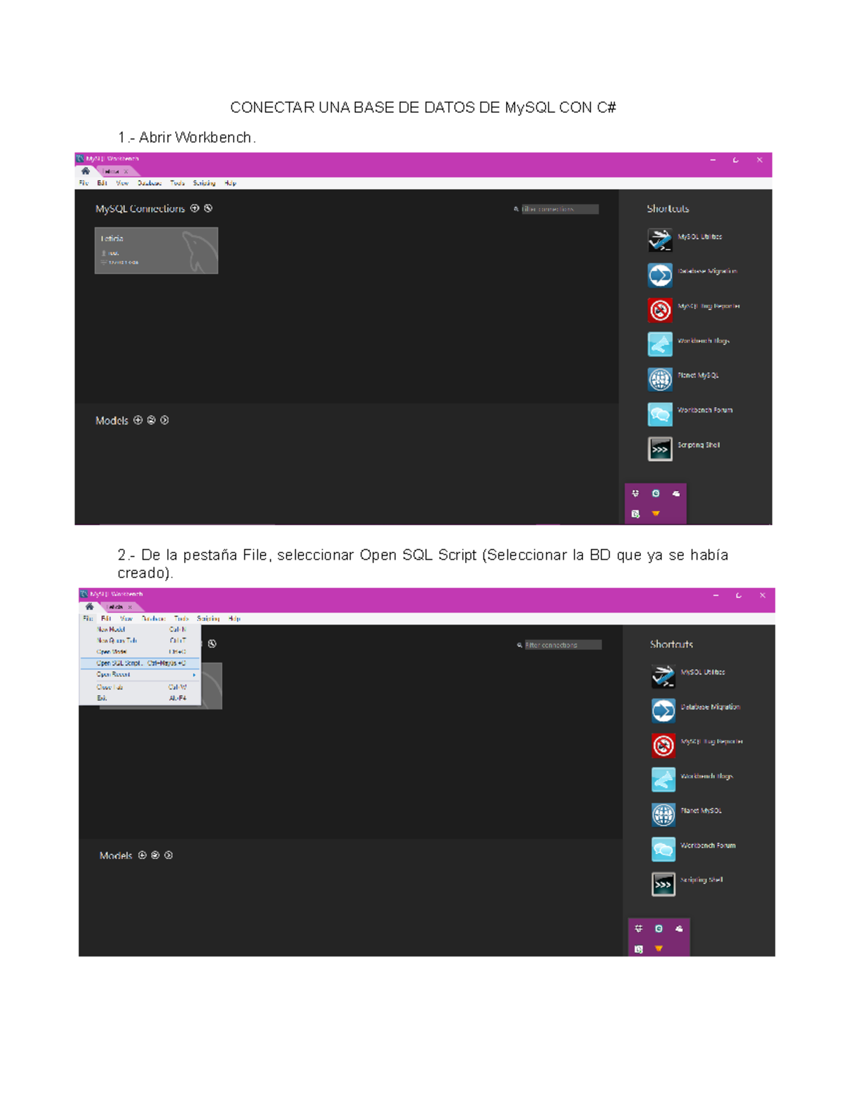 Conectar UNA BASE DE Datos DE My SQL CON C - CONECTAR UNA BASE DE DATOS DE MySQL CON Abrir - Studocu