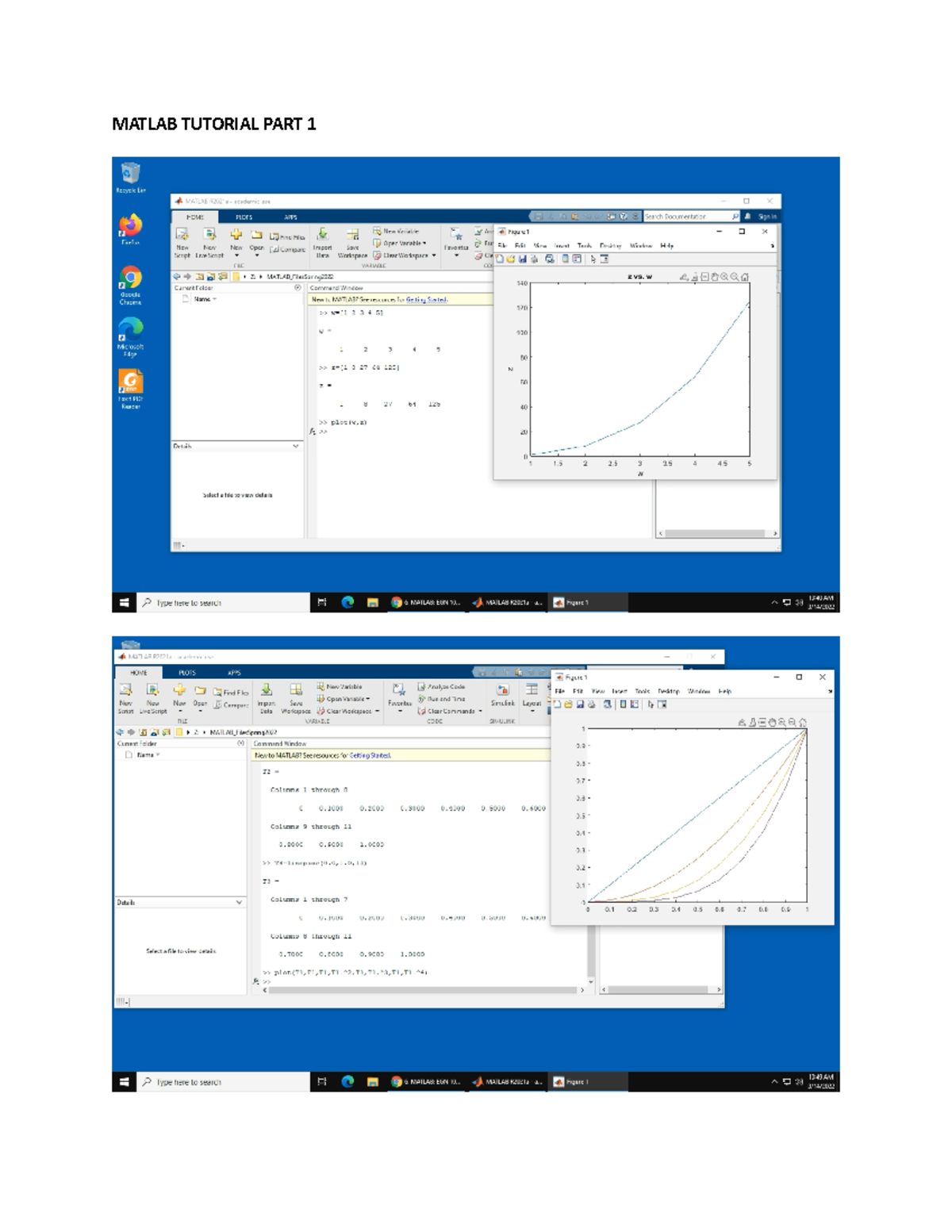 Matlab Tutorial PART 1 - CHM 2211L - MATLAB TUTORIAL PART - Studocu