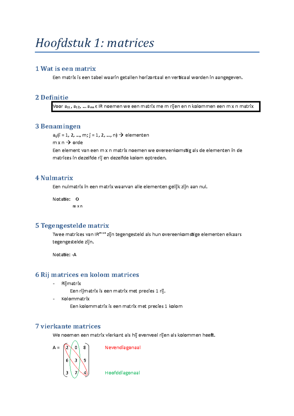 hoofdstuk matrices - Hoofdstuk 1: matrices 1 Wat is een matrix Een ...