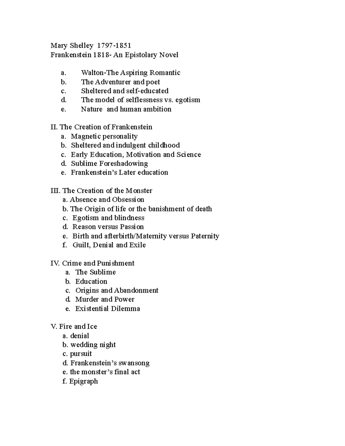Frankenstein - Mary Shelley 1797- Frankenstein 1818- An Epistolary ...