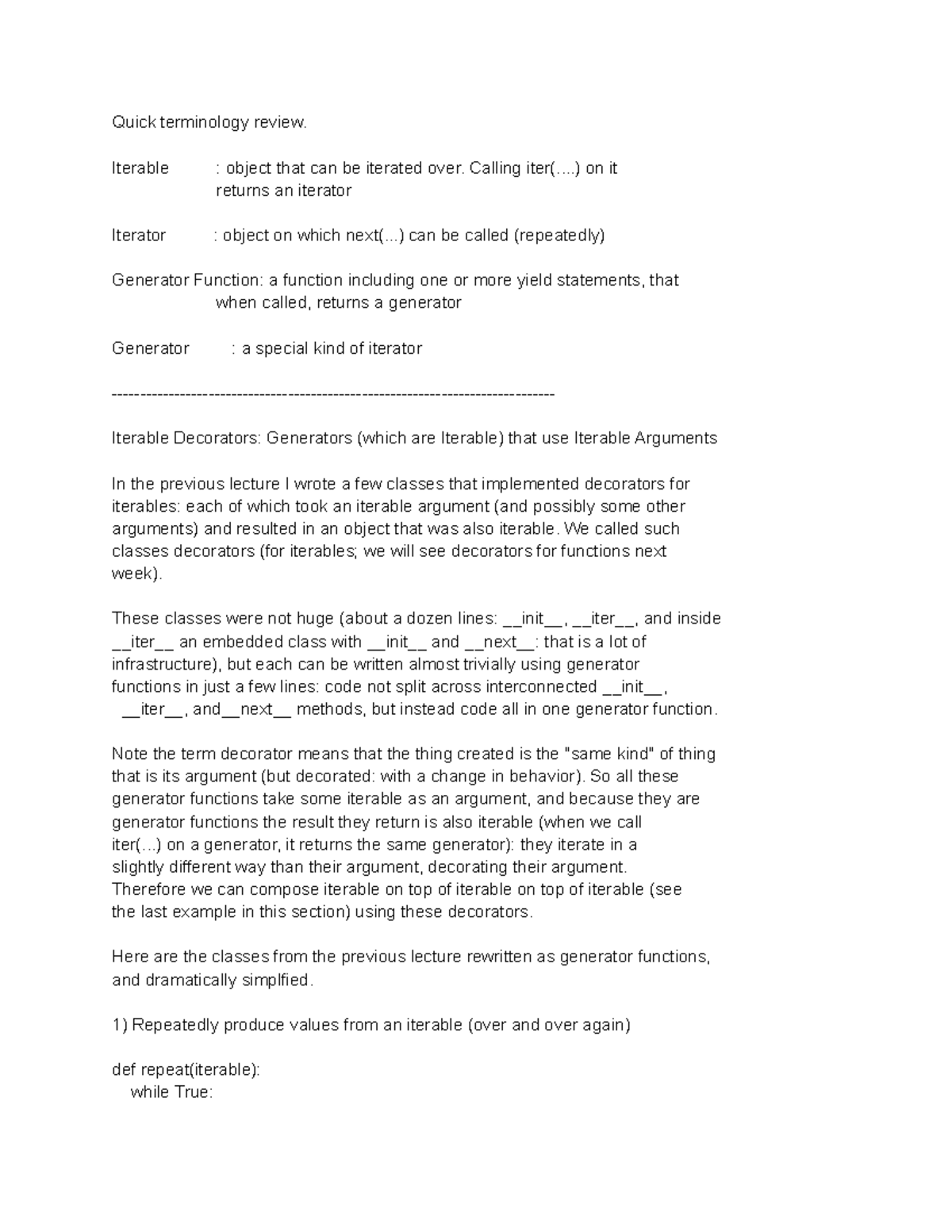 Generator Functions 4 - Lecture Notes - ICS33 - UC Irvine - Studocu