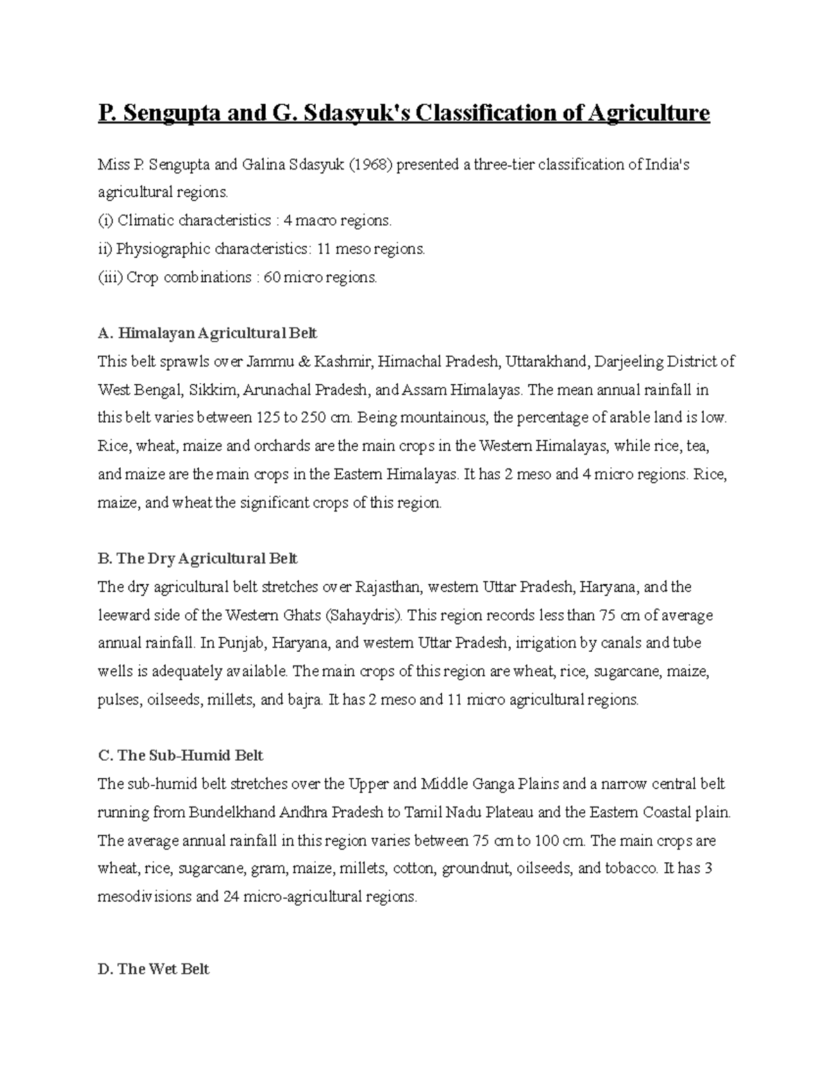 Classification p sengupta n randhawa - P. Sengupta and G. Sdasyuk's ...