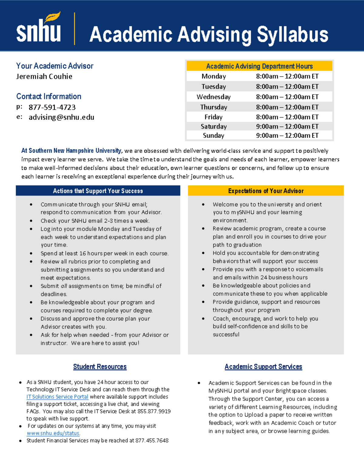 Advising Syllabus - practice material - Your Academic Advisor Academic ...