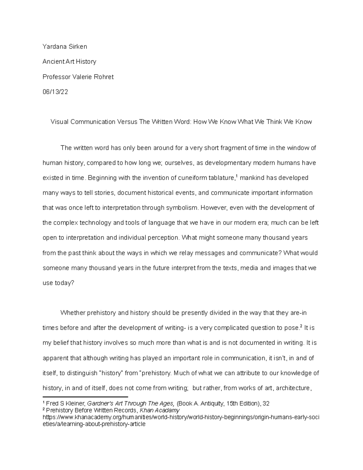 Writingassignment 1 - Writing Assignment 1, Ancient Art History, Rohret ...