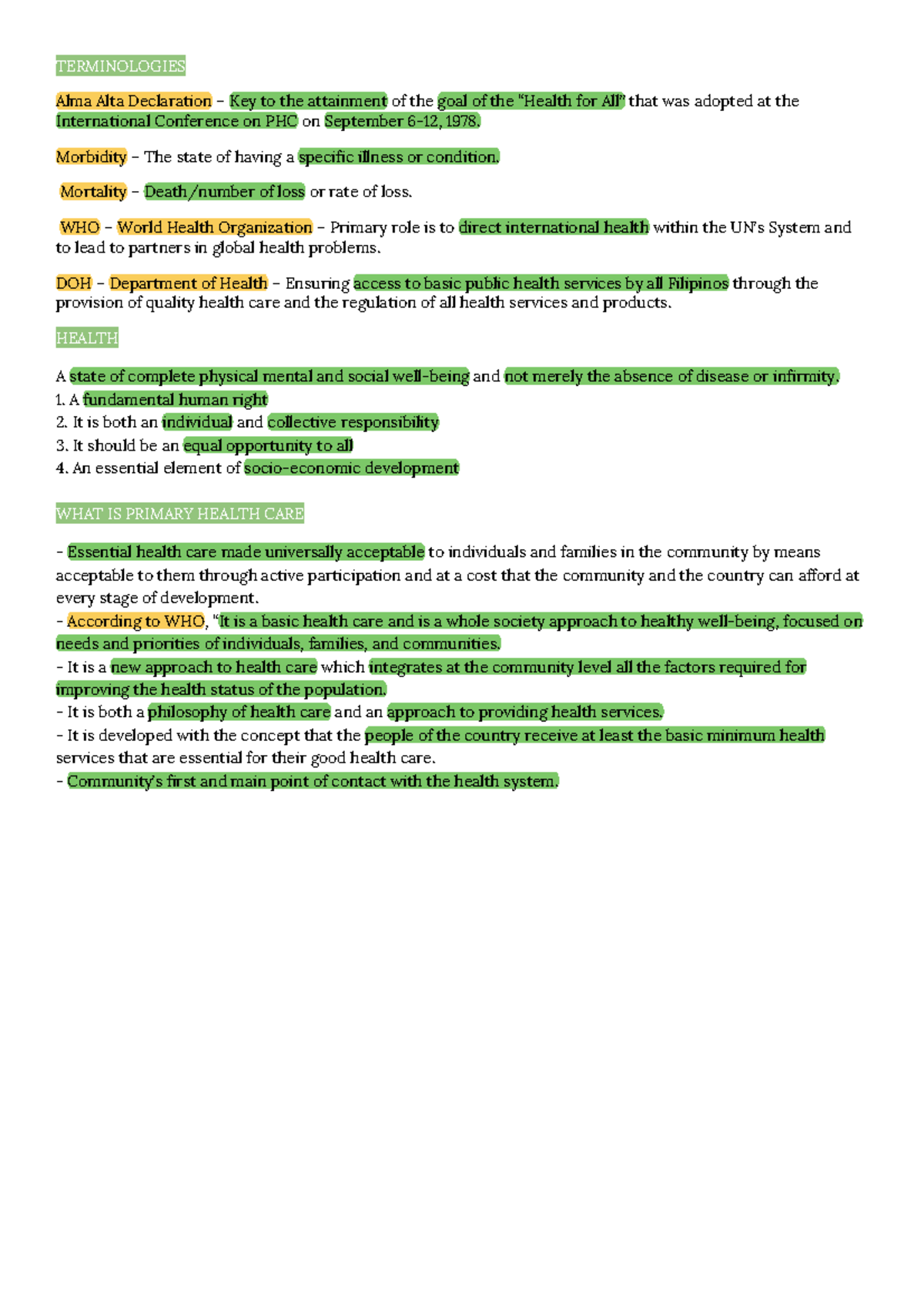 Pcare- Notes unit 1-2 - Introduction to Health Care System Unit 1 ...