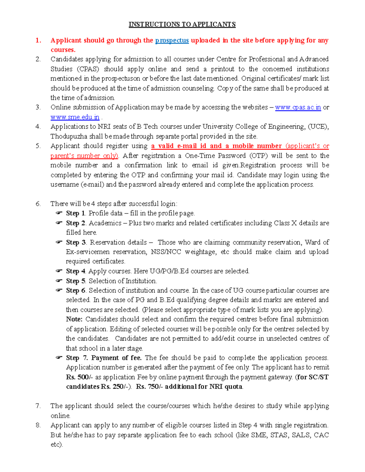 How to apply instructions for site 02 - INSTRUCTIONS TO APPLICANTS 1 ...