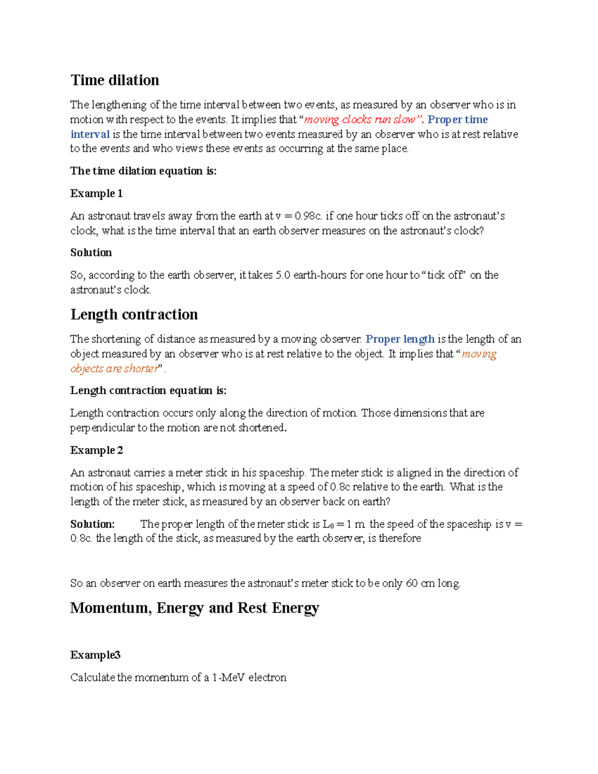 The Theory of Relativity Examples - Time dilation The lengthening of ...