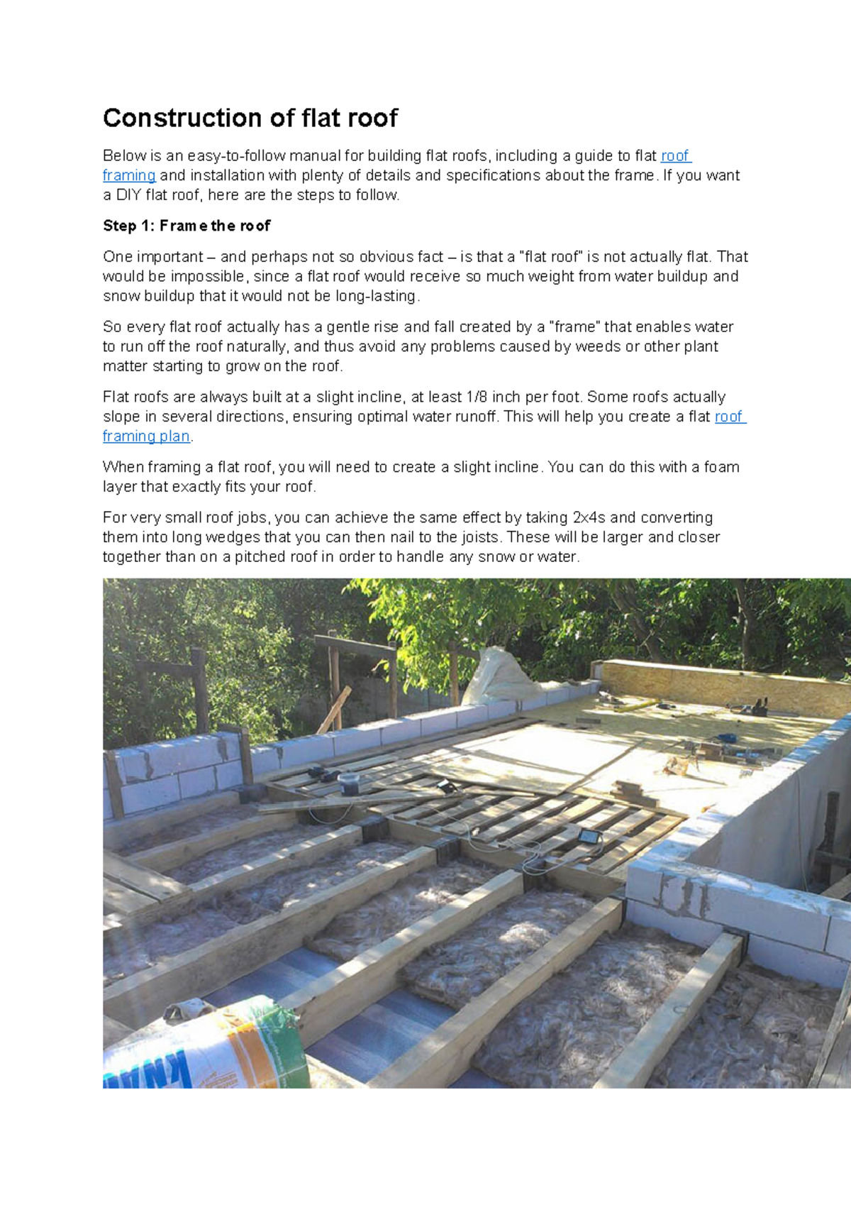 Construction of flat roof - Construction of flat roof Below is an easy ...