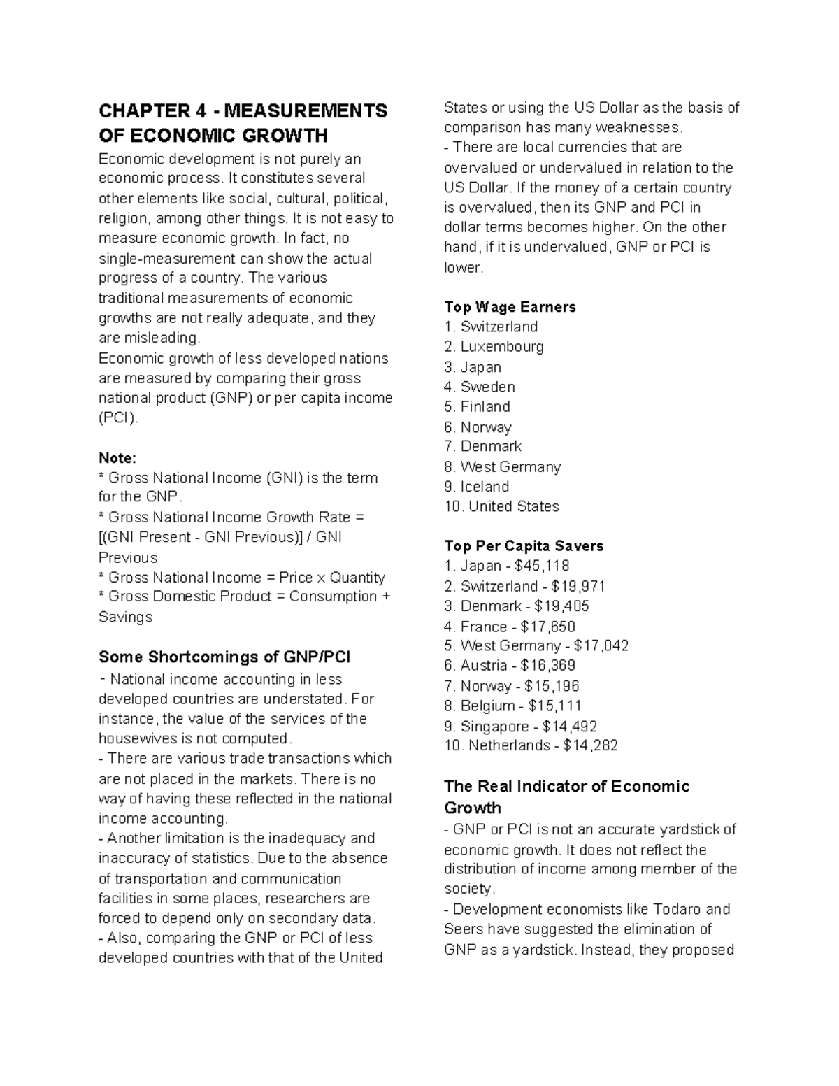 Chapter-4-ECON - summary of chapter 4 - CHAPTER 4 - MEASUREMENTS OF ...
