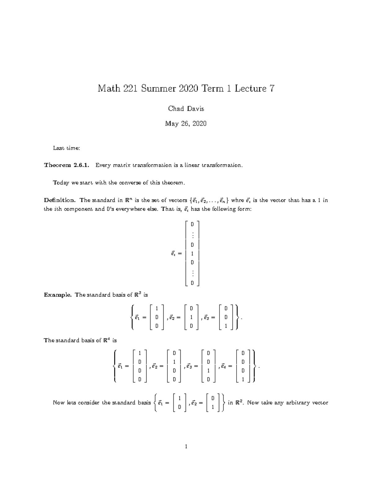 Math 221 S20 T1 Lecture 7 - Math 221 Summer 2020 Term 1 Lecture 7 Chad ...