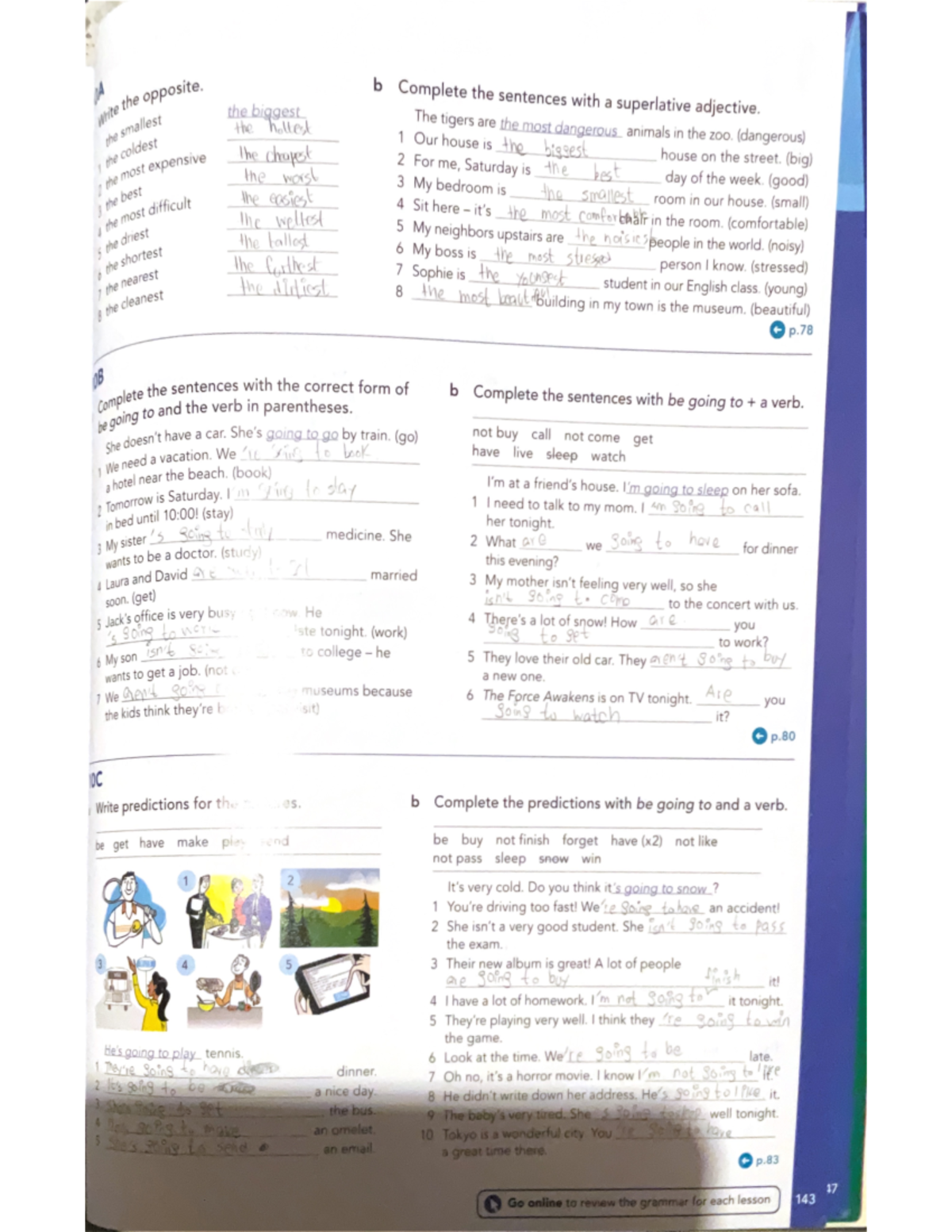 Grammar Bank (pg. 142-147 book) - opposite. b Complete the the mallest ...