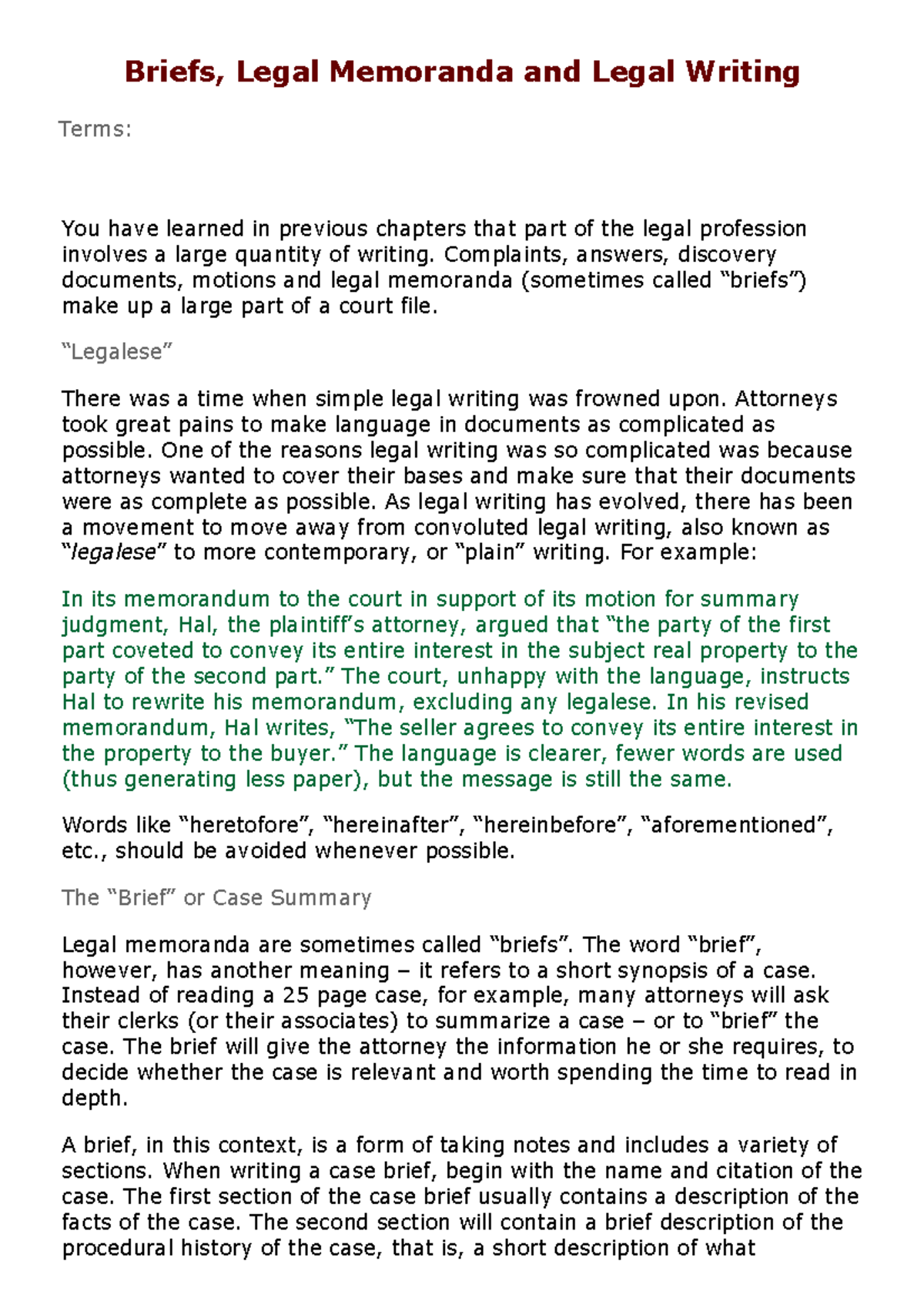 351290792 Briefs Legal Memoranda and Legal Writing - legal methods ...