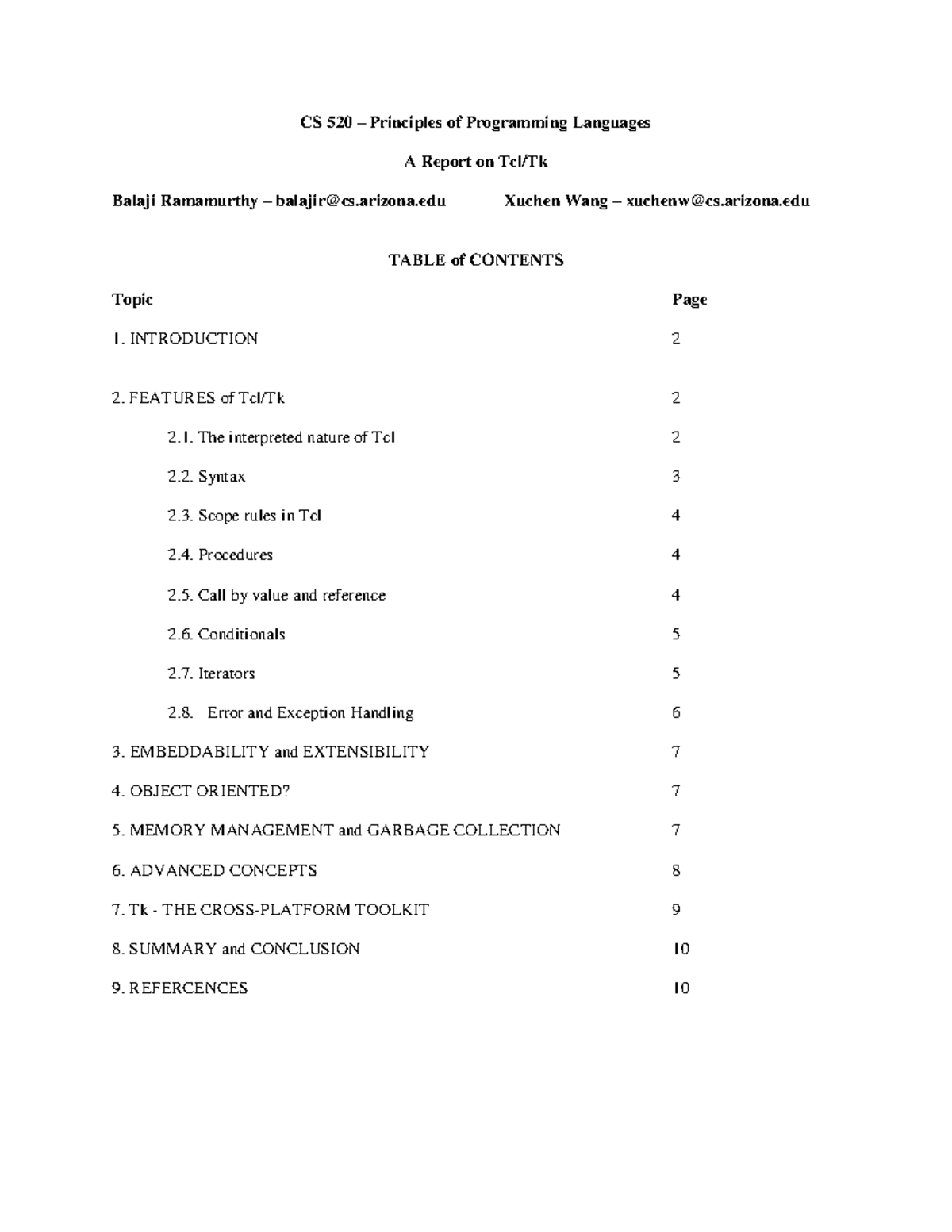 Tcl This Is Jntuk Lecture Notes For Web Scripting Languages Cs 520 Principles Of