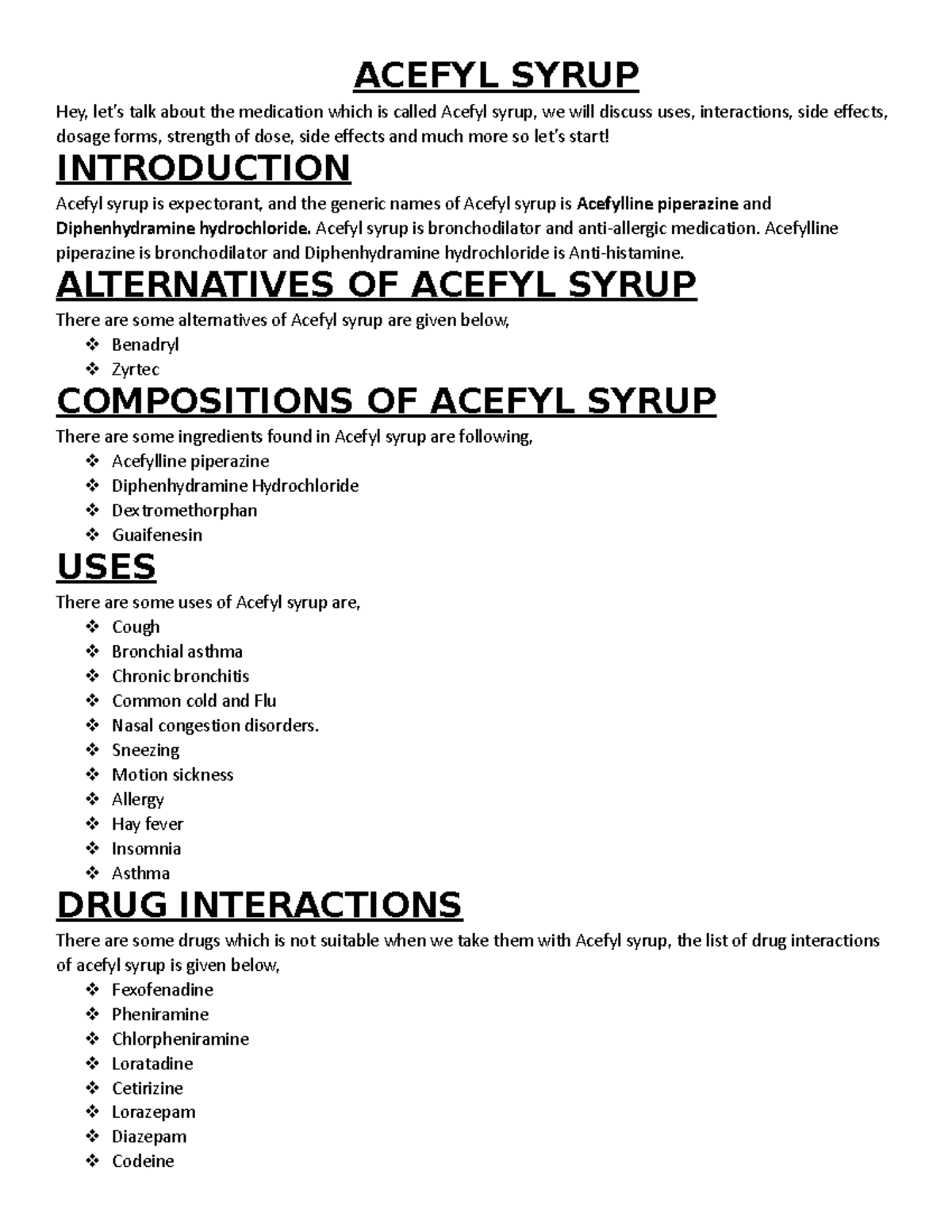 Acefyl Syrup - It is helpful please read it out - ACEFYL SYRUP Hey, let ...