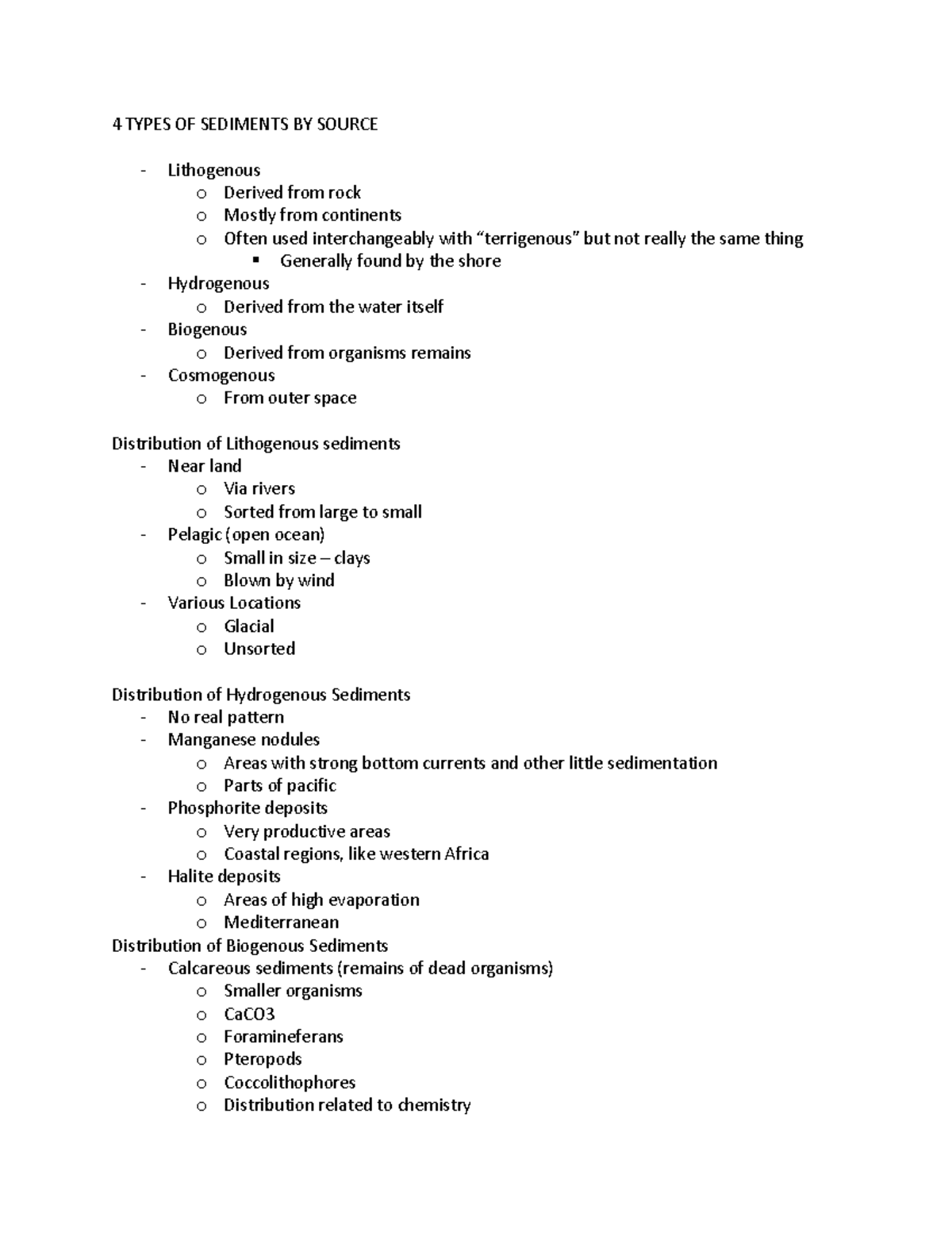 Sediments in the ocean - 4 TYPES OF SEDIMENTS BY SOURCE Lithogenous o ...