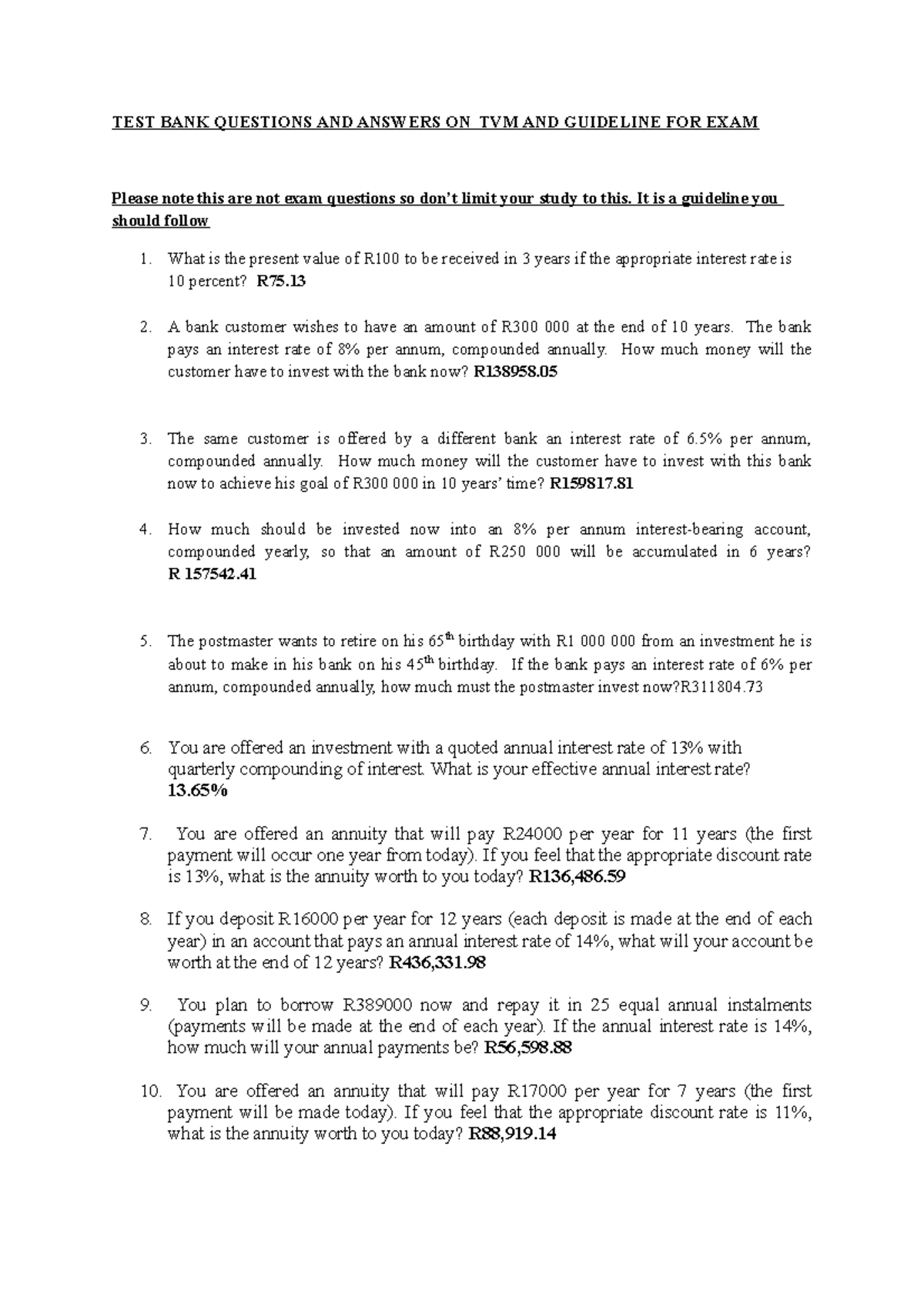 TIME Value OF Money TEST BANK Questions AND Answers - TEST BANK ...