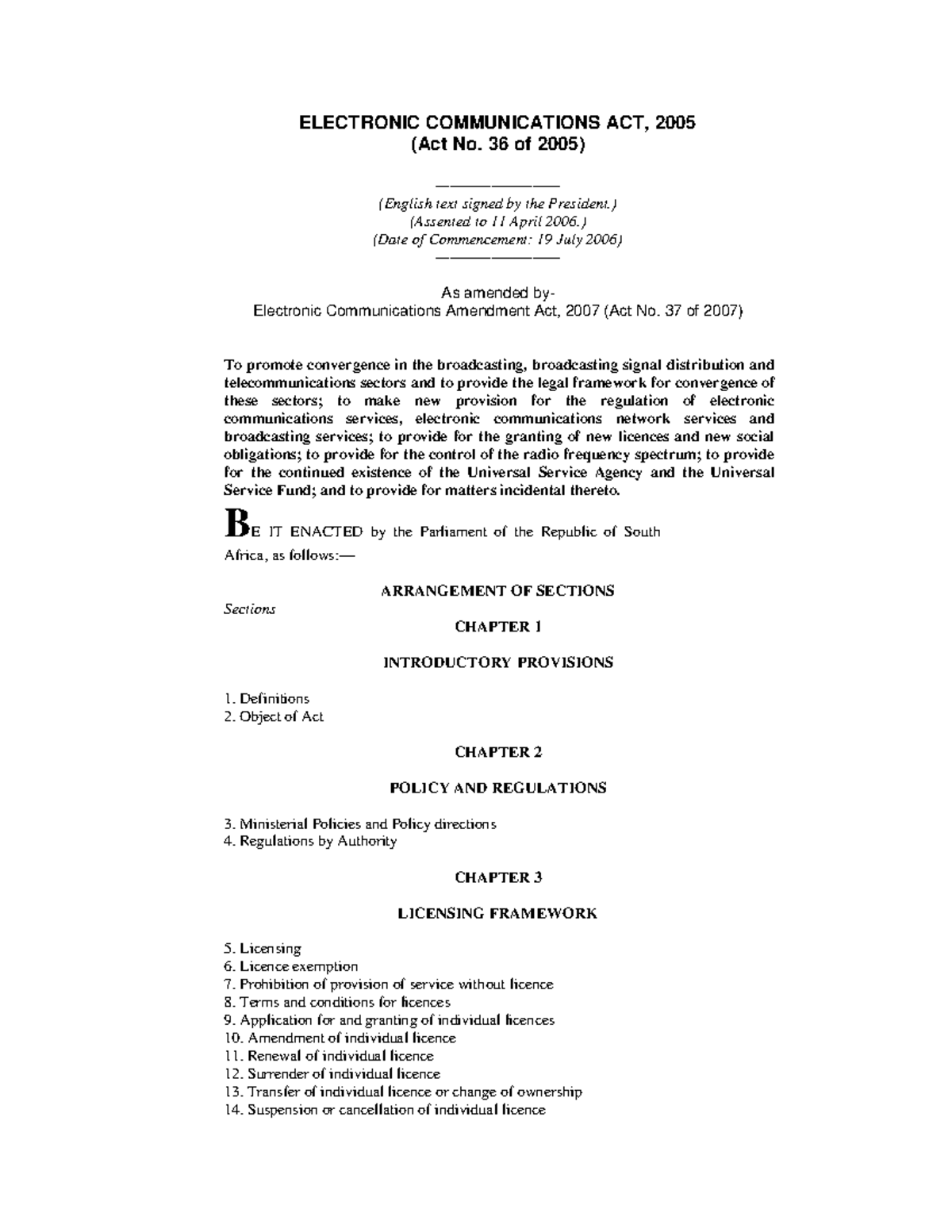 Electronic communications act 2005 - ELECTRONIC COMMUNICATIONS ACT ...