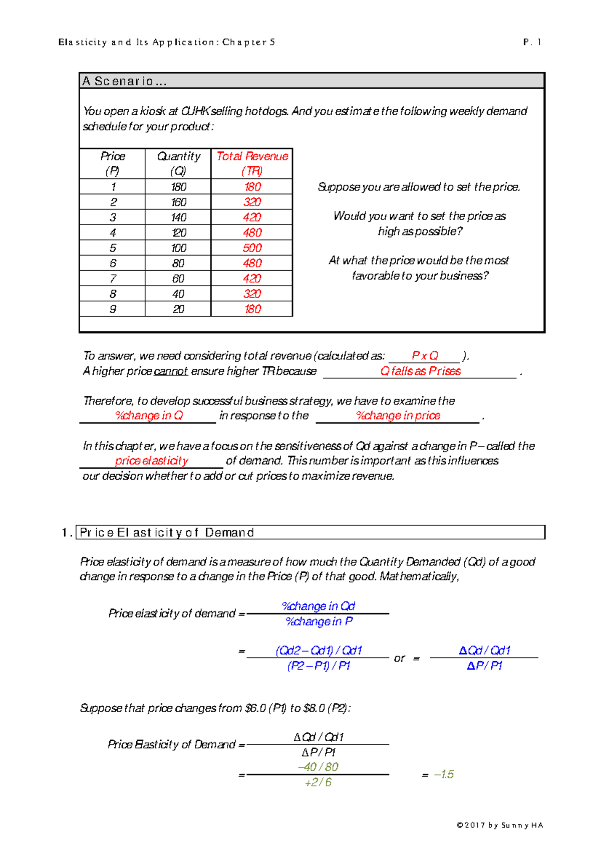 Microeconomics Chapter 5 - P. 1 Elasticity and Its Application: Chapter ...