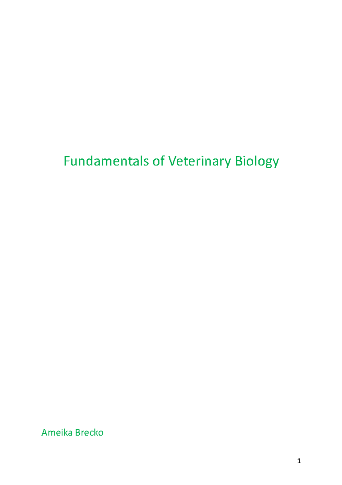 Fundamentals of Veterinary Biology Notes - Fundamentals of Veterinary ...