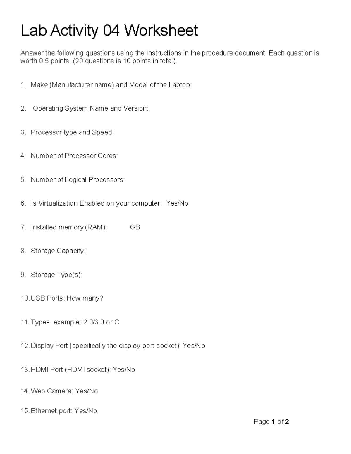 Lab Activity 04 Worksheet (24S) - Lab Activity 04 Worksheet Answer the following questions using ...