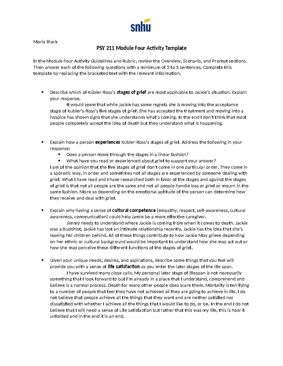 Psy211mod4journ - Module 4 journal - Maria Black PSY 211 Module Four ...
